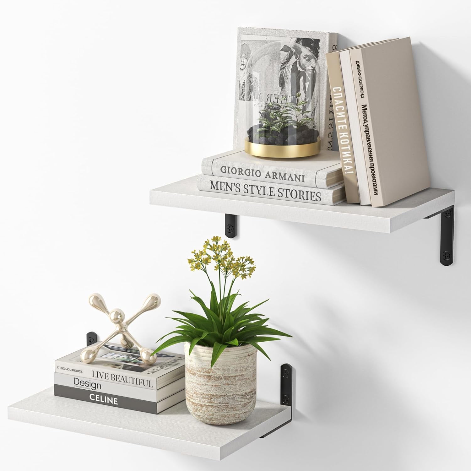 Marsmiles Extra Wide Floating Shelves for Wall, 16x8 Inch Natural Wood ...