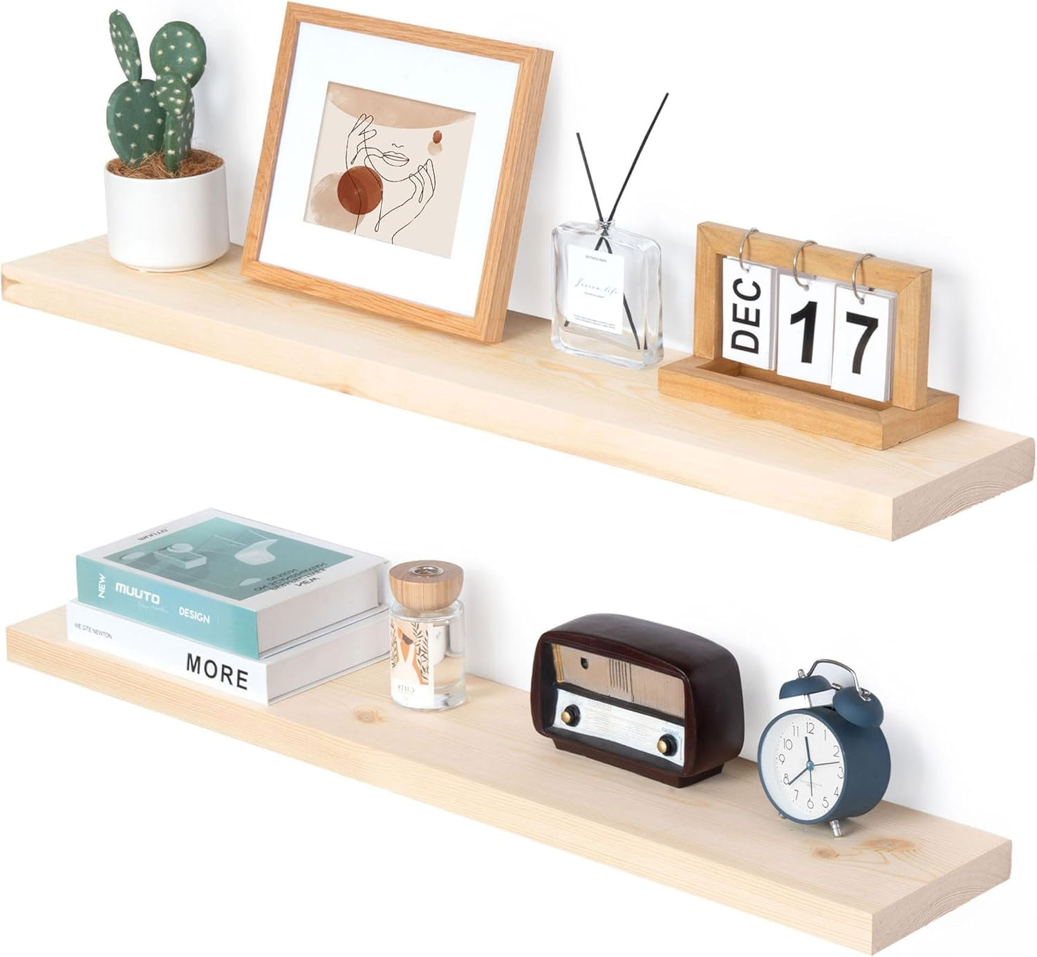 Marsmiles Natural Wood Floating Shelves, 36 Inch Floating Shelves ...