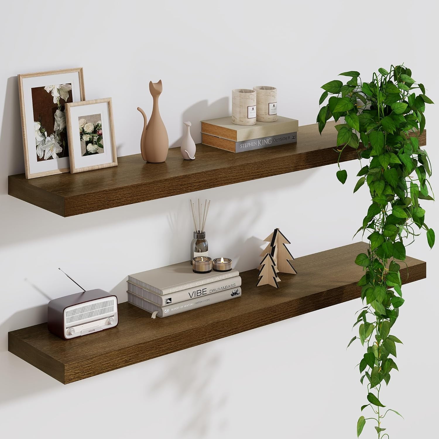 Marsmiles Solid Wood Floating Shelves for Wall, 36”W x 9”D x 1.56”H ...