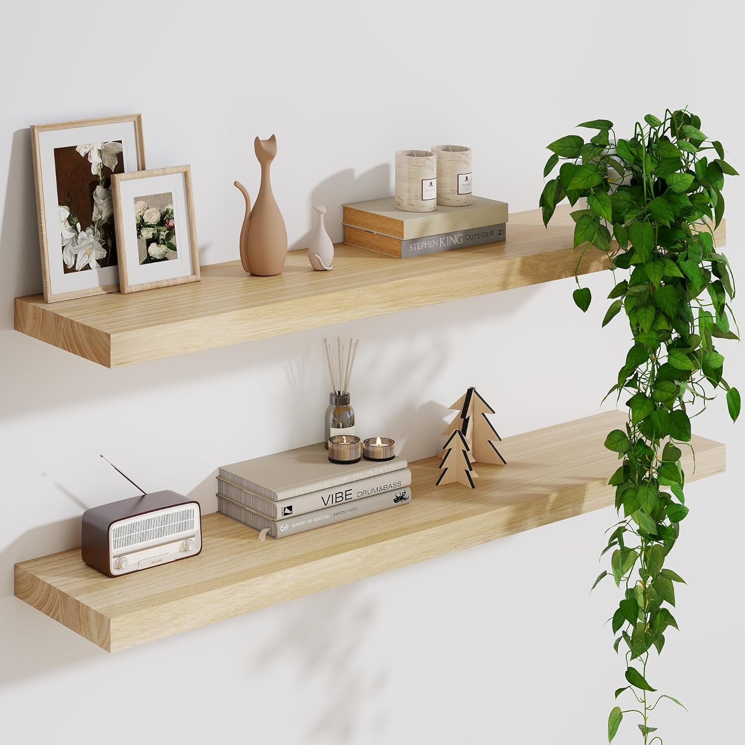 Marsmiles Solid Wood Floating Shelves for Wall, 36”W x 9”D x 1.56”H ...