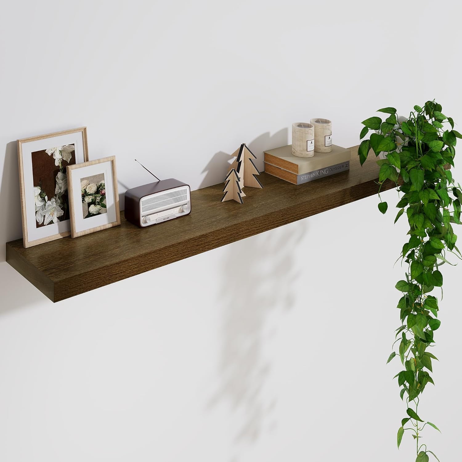 Marsmiles Solid Wood Floating Shelves for Wall, 48”W x 9”D x 1.56”H ...