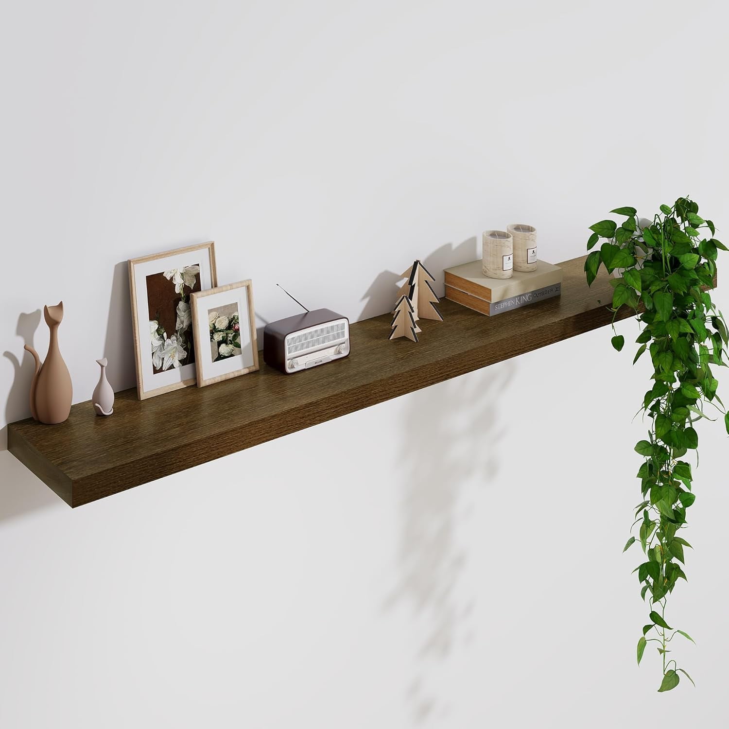 Marsmiles Solid Wood Floating Shelves for Wall, 55”W x 9”D x 1.56”H ...