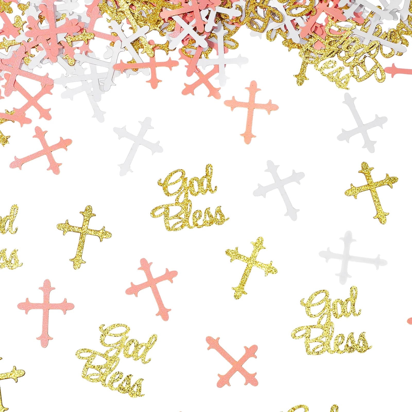 Marspark 300 Pcs Baptism Confetti Glitter Cross God Bless Table ...
