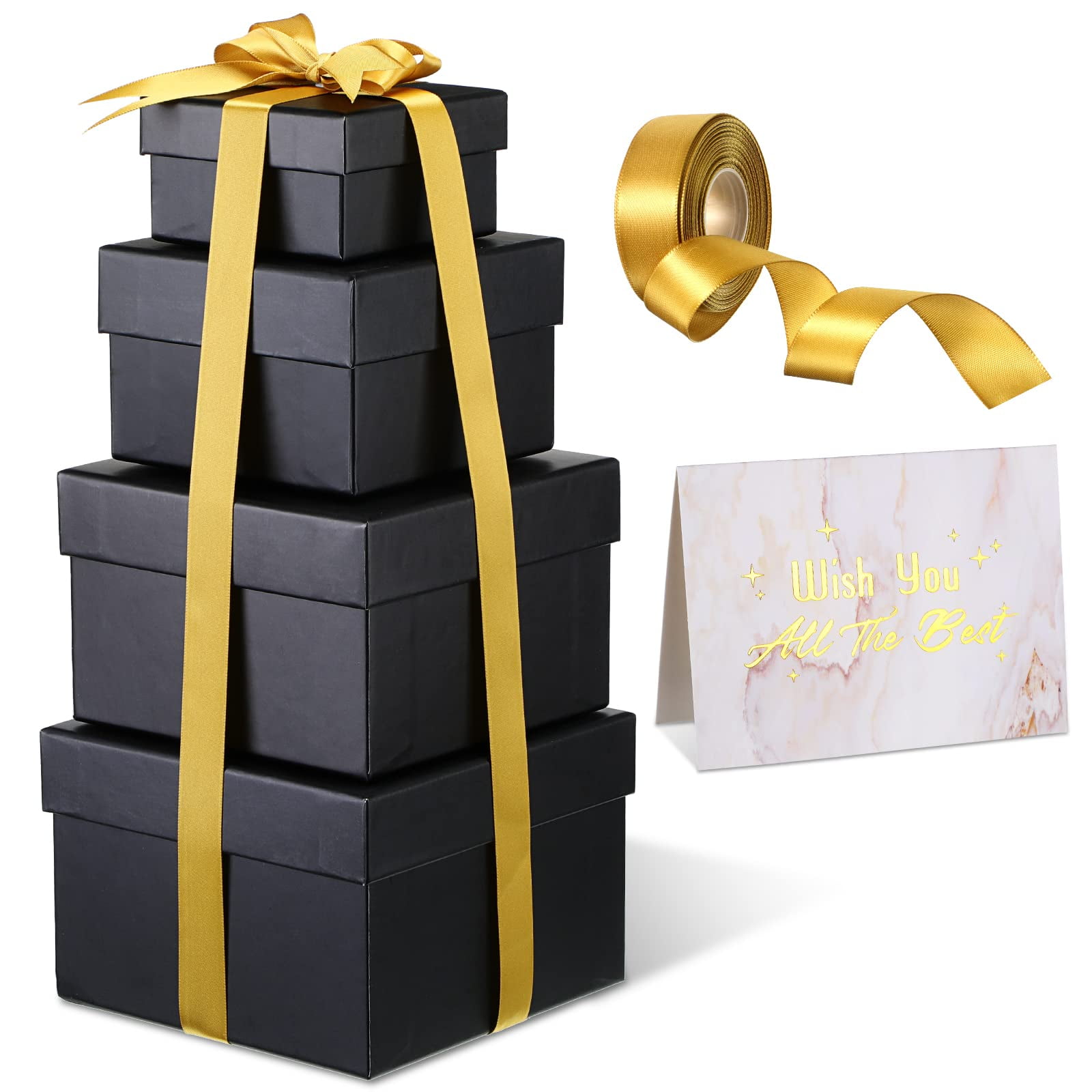 Marspark 4 Pieces Christmas OIF8 Nesting Gift Boxes with Size Square ...