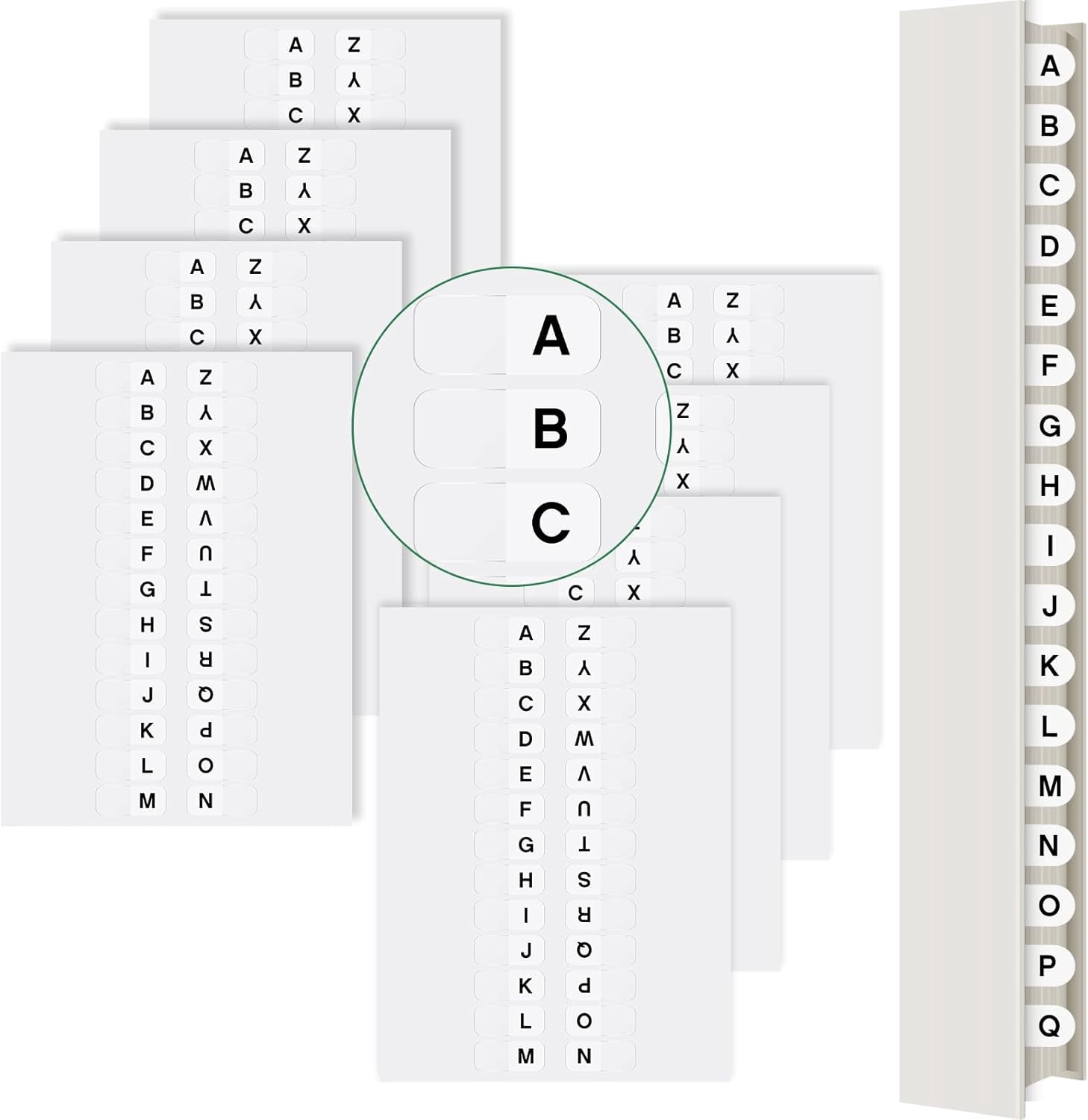 Marspark Permanent Small Alphabet Tabs A-Z Tabs Indexes Self Adhesive ...