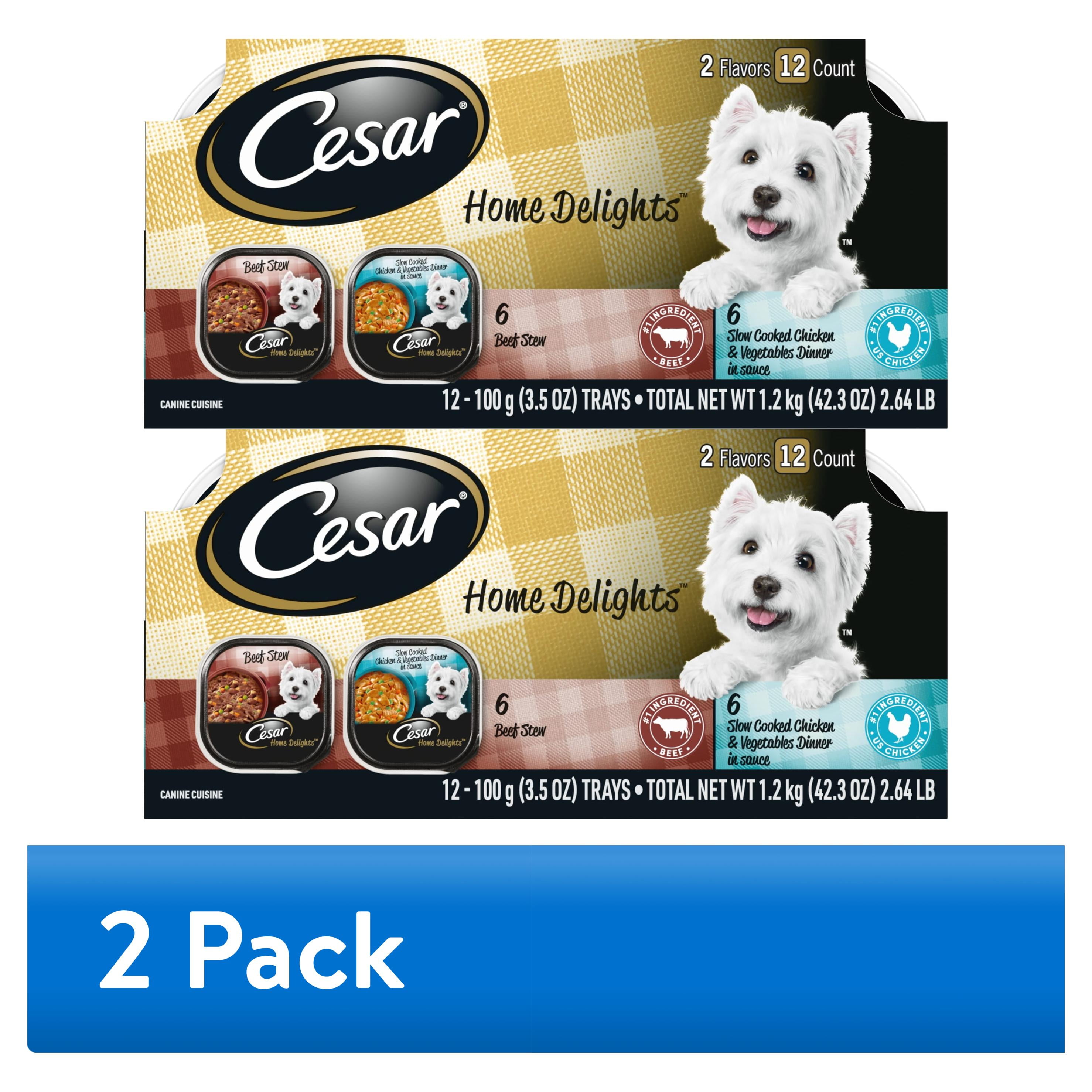 (2 pack) Cesar Home Delights Wet Dog Food Variety Pack, 3.5 oz Trays ...