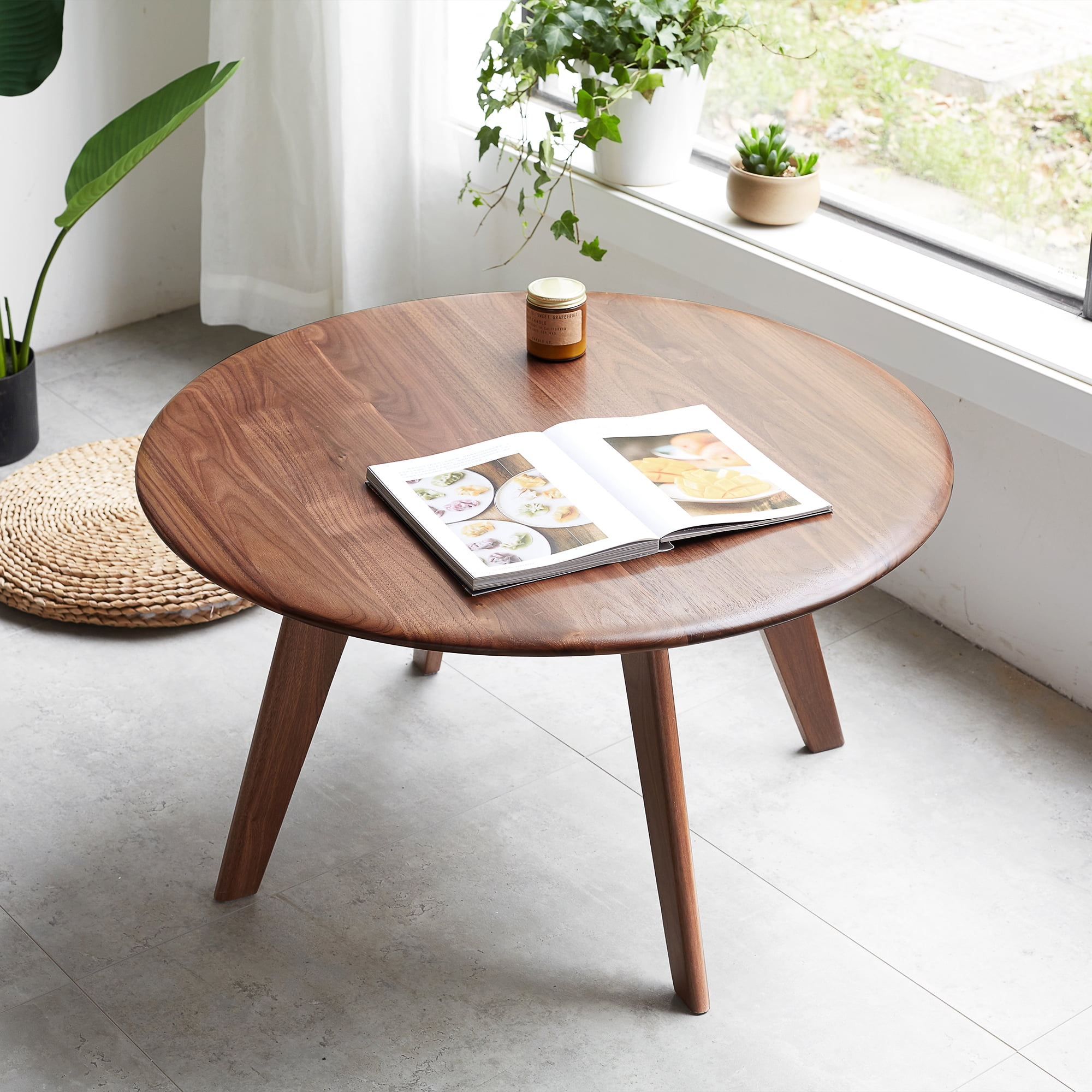 Marsrizon 100% Solid Black Walnut Coffee Table -Set of 2 Modern Round ...