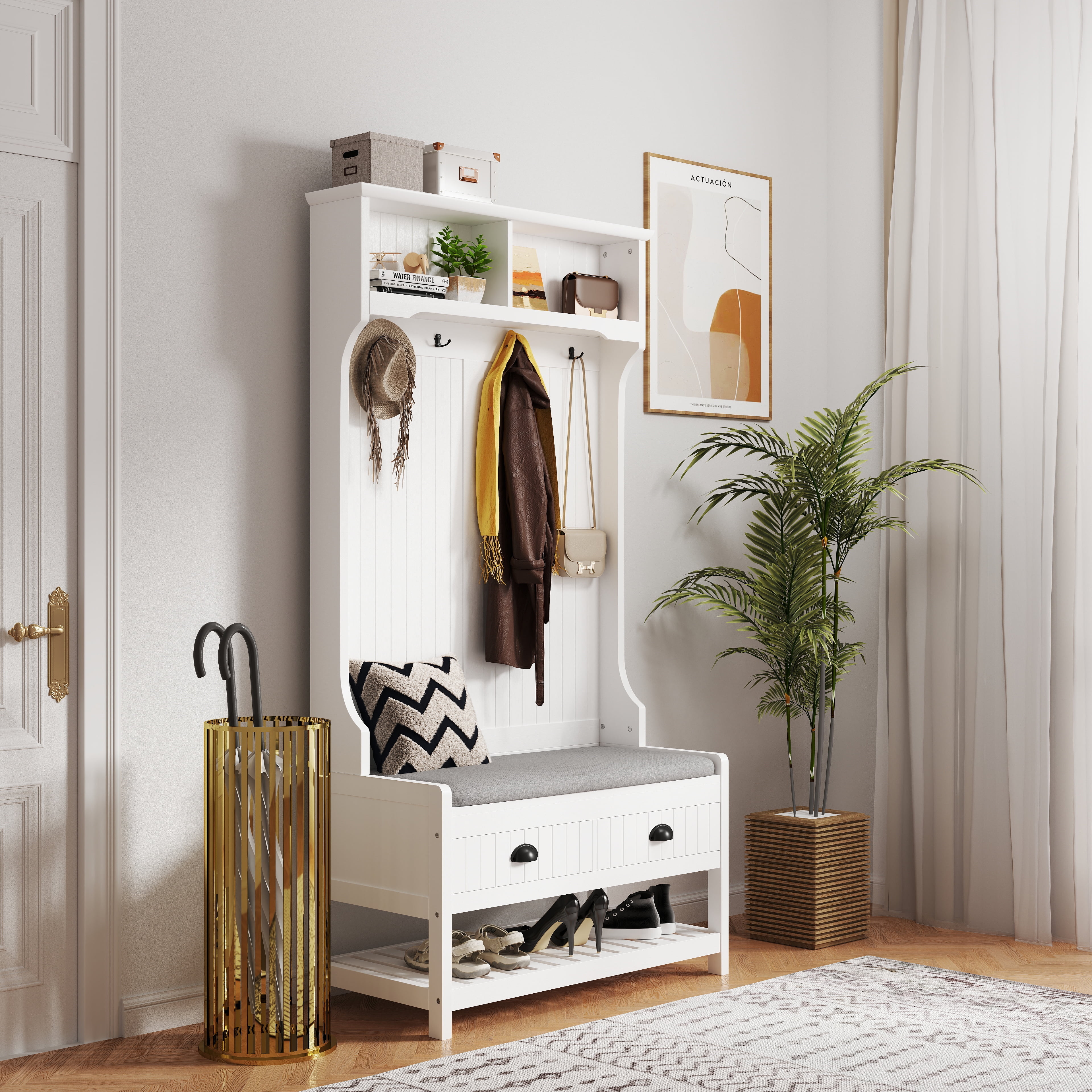 Marsrizon 3-in-1 Hall Tree, Entryway Bench with Coat Rack, Mudroom ...