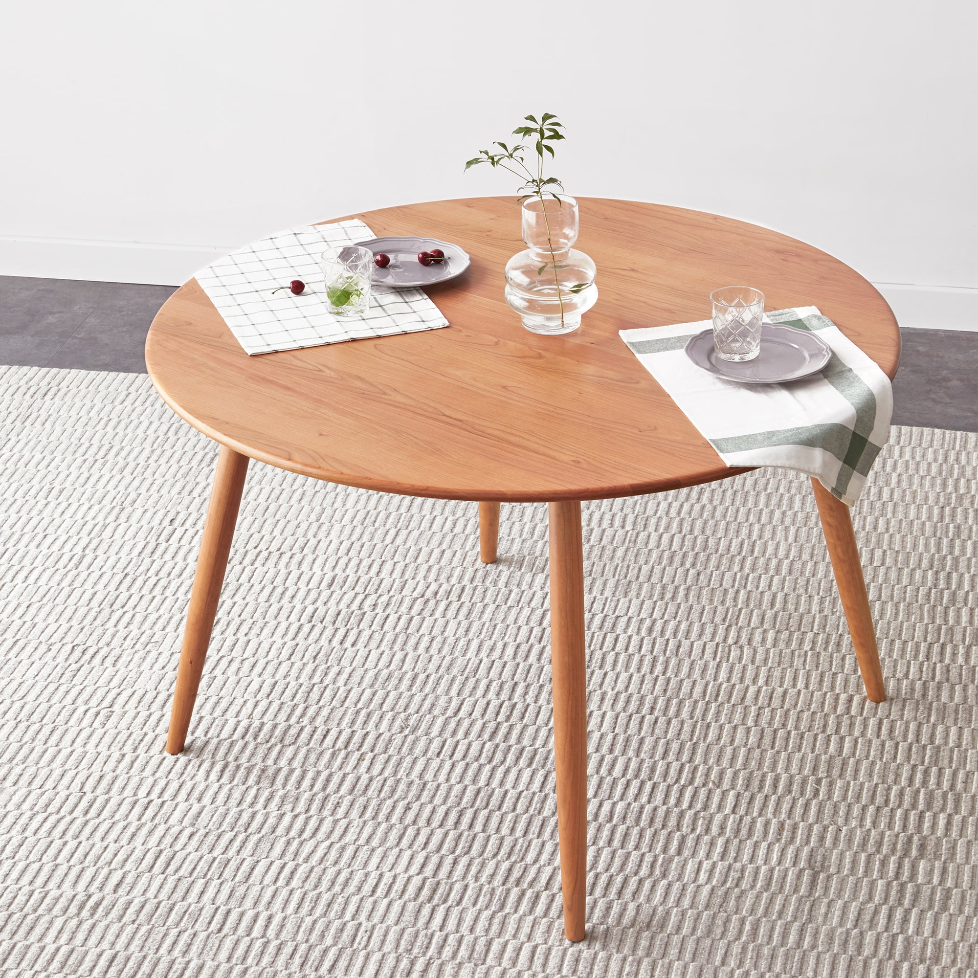 Marsrizon Farmhouse Retro Round Dining Table, 51" Solid Cherry Wood ...