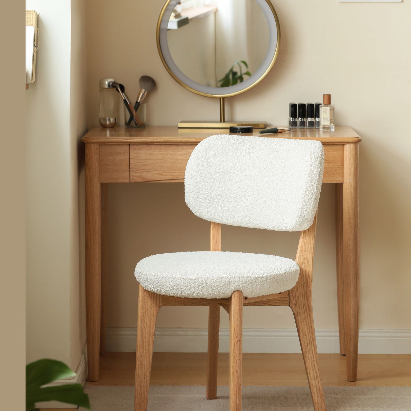 Marsrizon Home Modern Simple Fleece Soft-Wrapped Chair,Solid Wooden ...