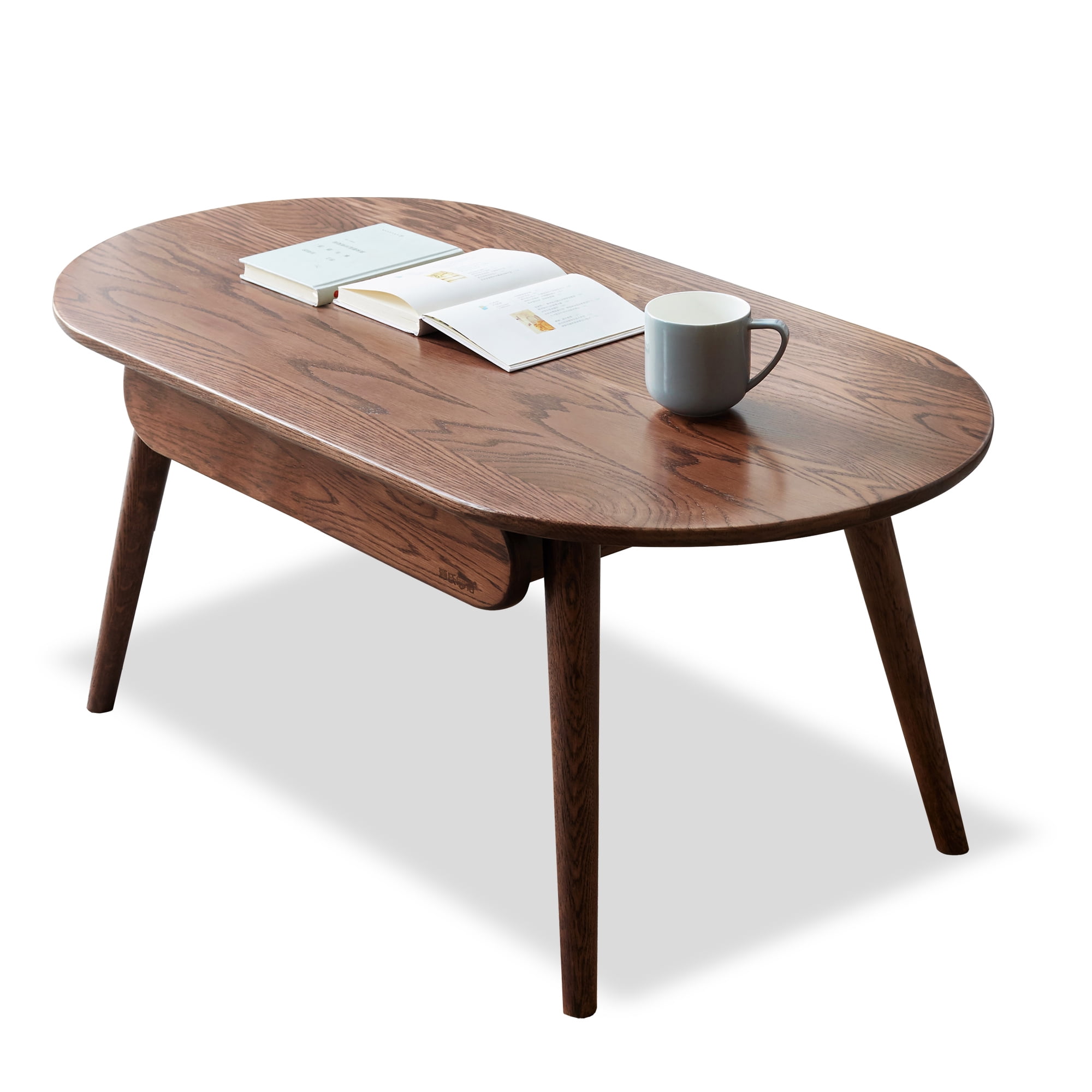 Marsrizon Solid Oak Wood Capsule Coffee Table, Mid Century Modern ...