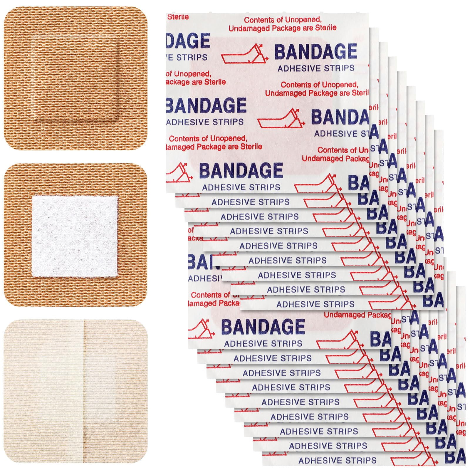 Marsui 200 Pcs Adhesive Spots Bandages Square Tan Adhesive Bandages ...