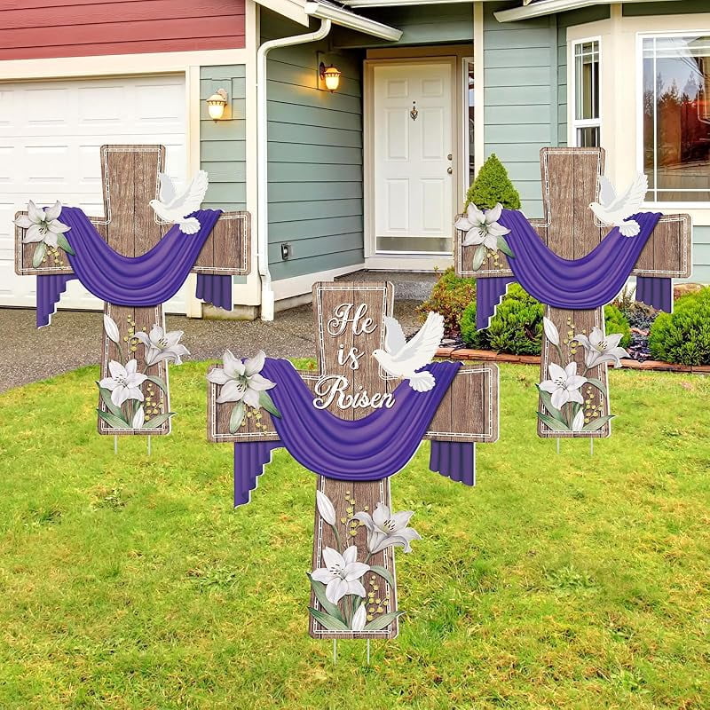 Marsui 3 Pcs Easter Decorations Outdoor He Is Risen Yard Decor ...