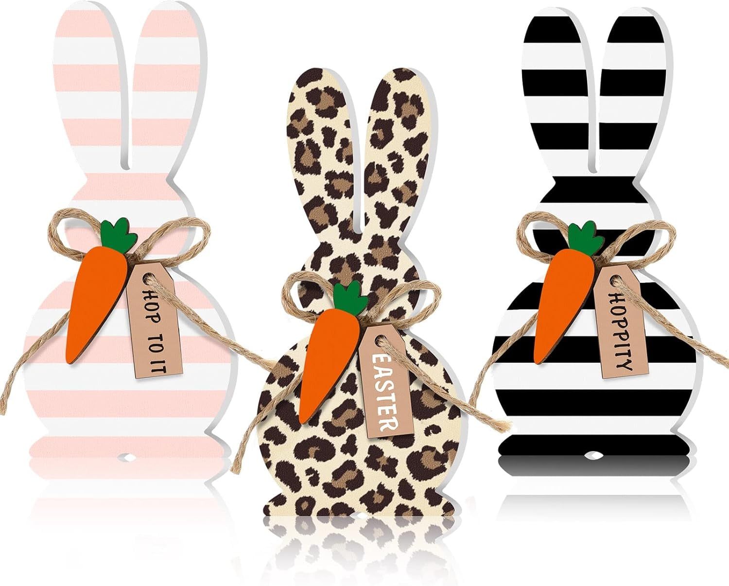 Marsui 3 Pcs Farmhouse Easter Bunny Decor Wooden Bunny Table Signs ...