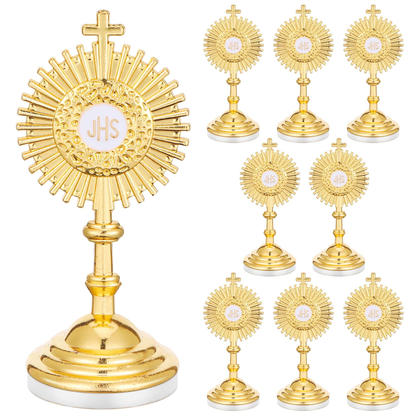 Marsui 8 Pcs Standing Crucifix Mini Gold H2FSDCross with Base Metal ...