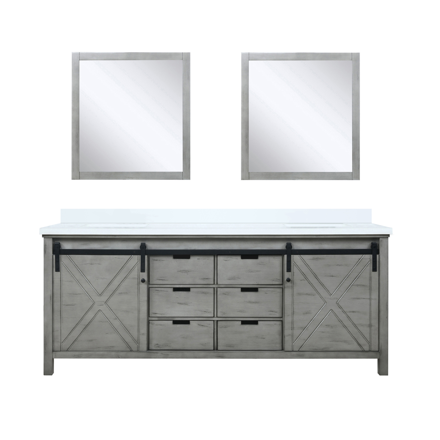 Marsyas 80 in W Ash Grey Double Bath Vanity, Cultured Marble Countertop ...
