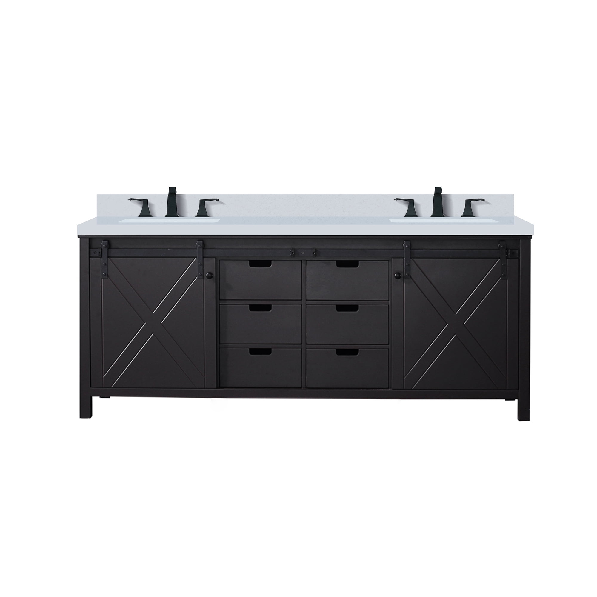 Marsyas 80 in W Brown Double Bath Vanity, Cultured Marble Countertop ...