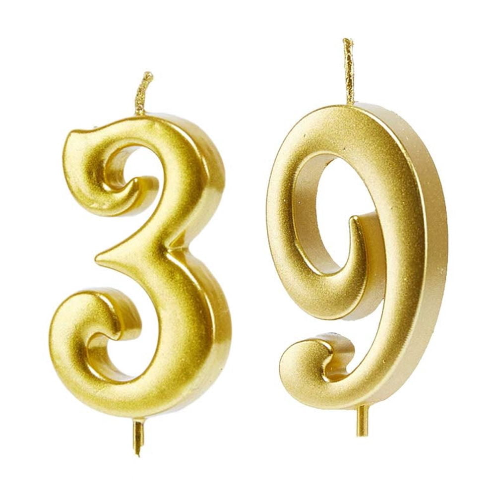 Mart 39th BirthdayEGSC Candles,Gold Number 39 Cake Topper for Birthday ...