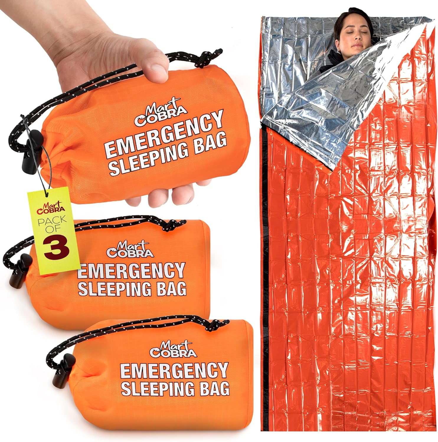 Mart Cobra 3-Pack Emergency Sleeping Bag – Ultra-Lightweight ...