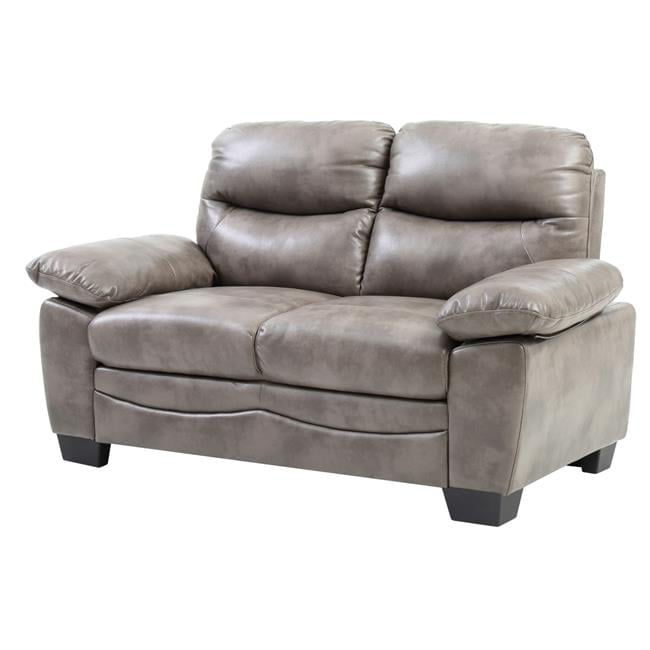Marta 59 in. Flared Arm Faux Leather Straight Sofa in Gray - Walmart.com