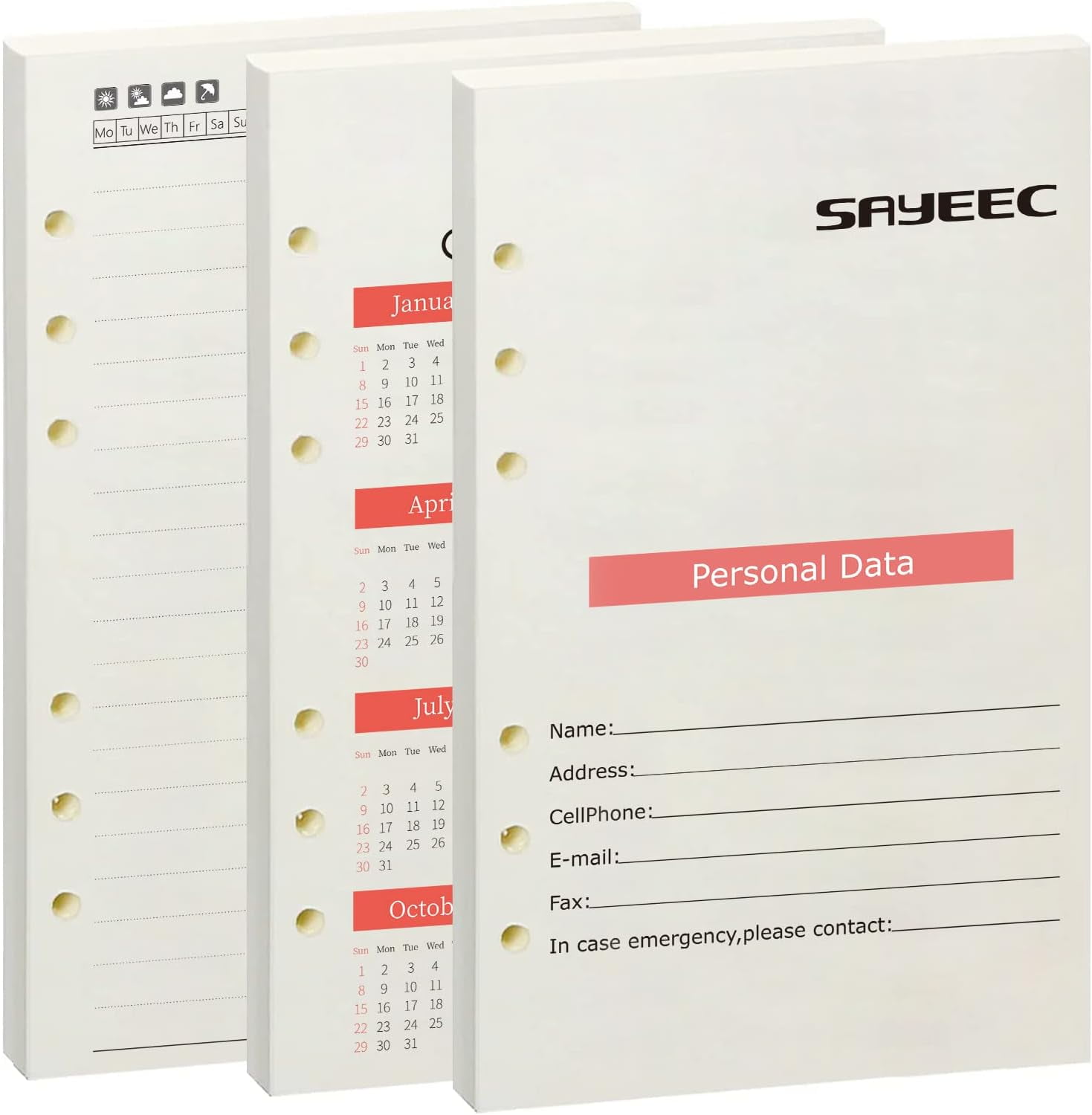 Marte Vanci A5 Refill Paper Loose Leaf Lined Paper for A5 Planner ...