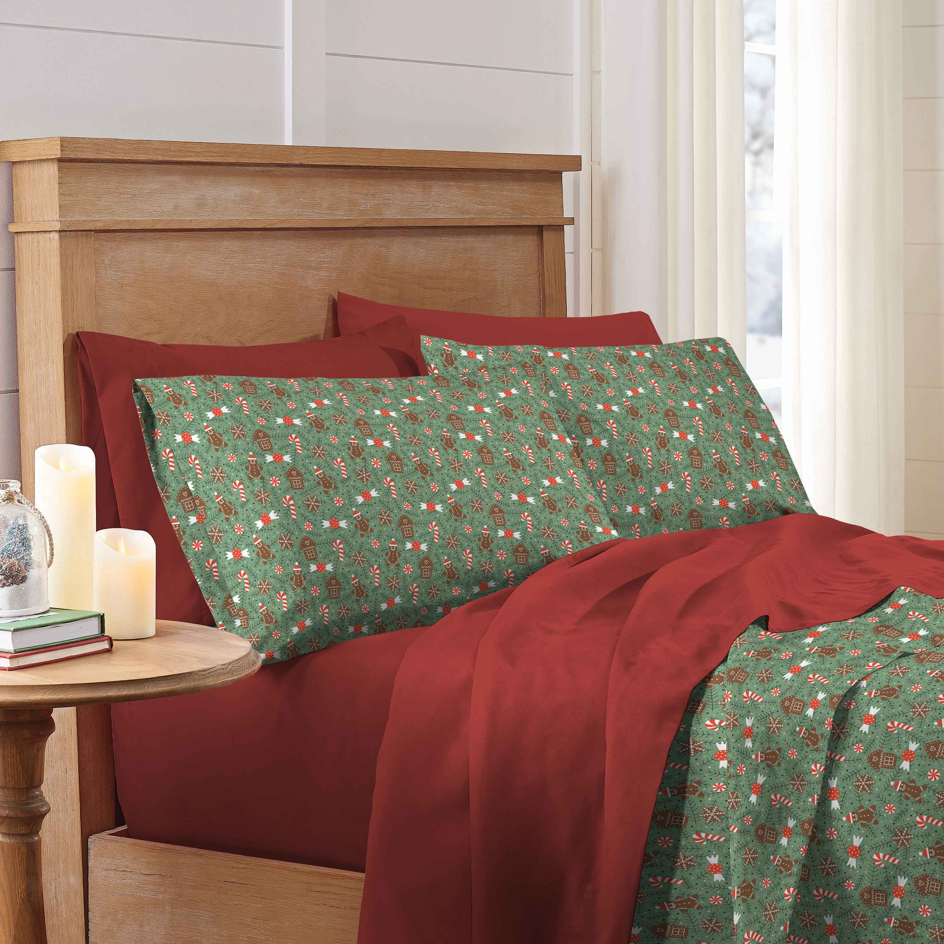 Martex 2-Pack Holiday Full True Red and Gingerbread Sheet Set - Walmart.com
