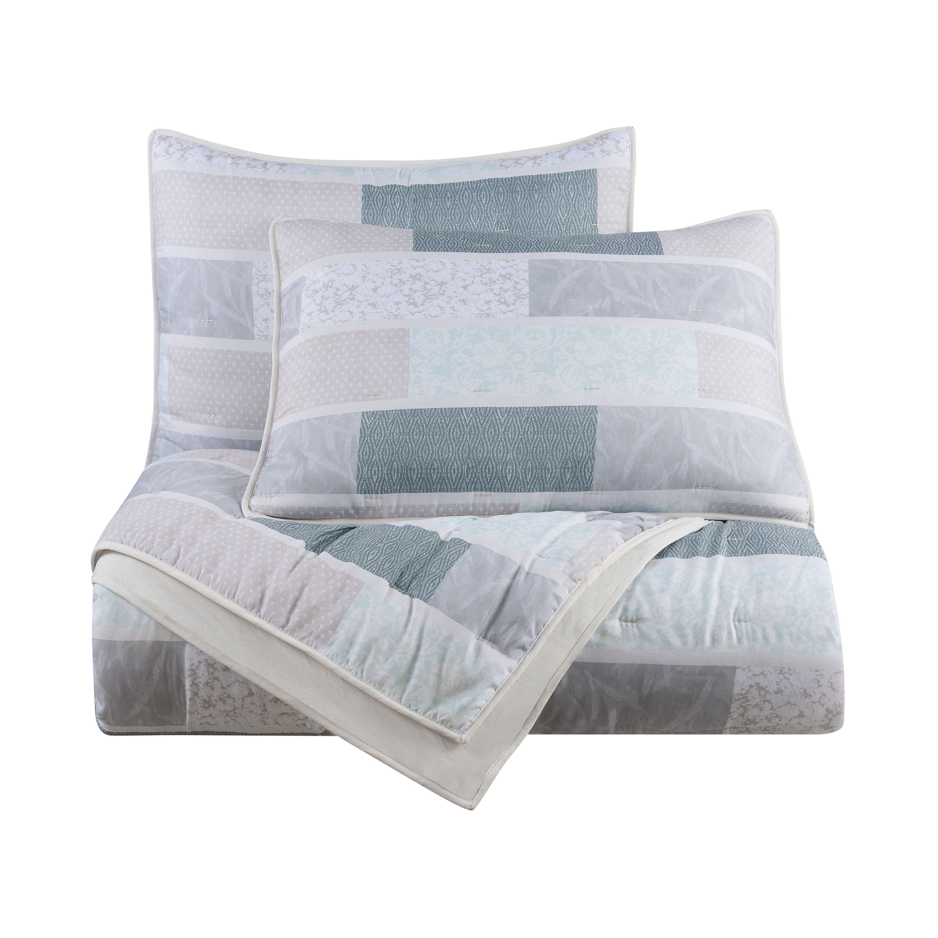 Martex Arcadia Queen Quilt Set - Taupe/Blue/Gray - Walmart.com