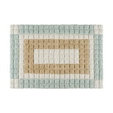 Martex Arcadia Terra Check Ivory Bath Rug 17x24 Cotton Non-Skid Soft ...