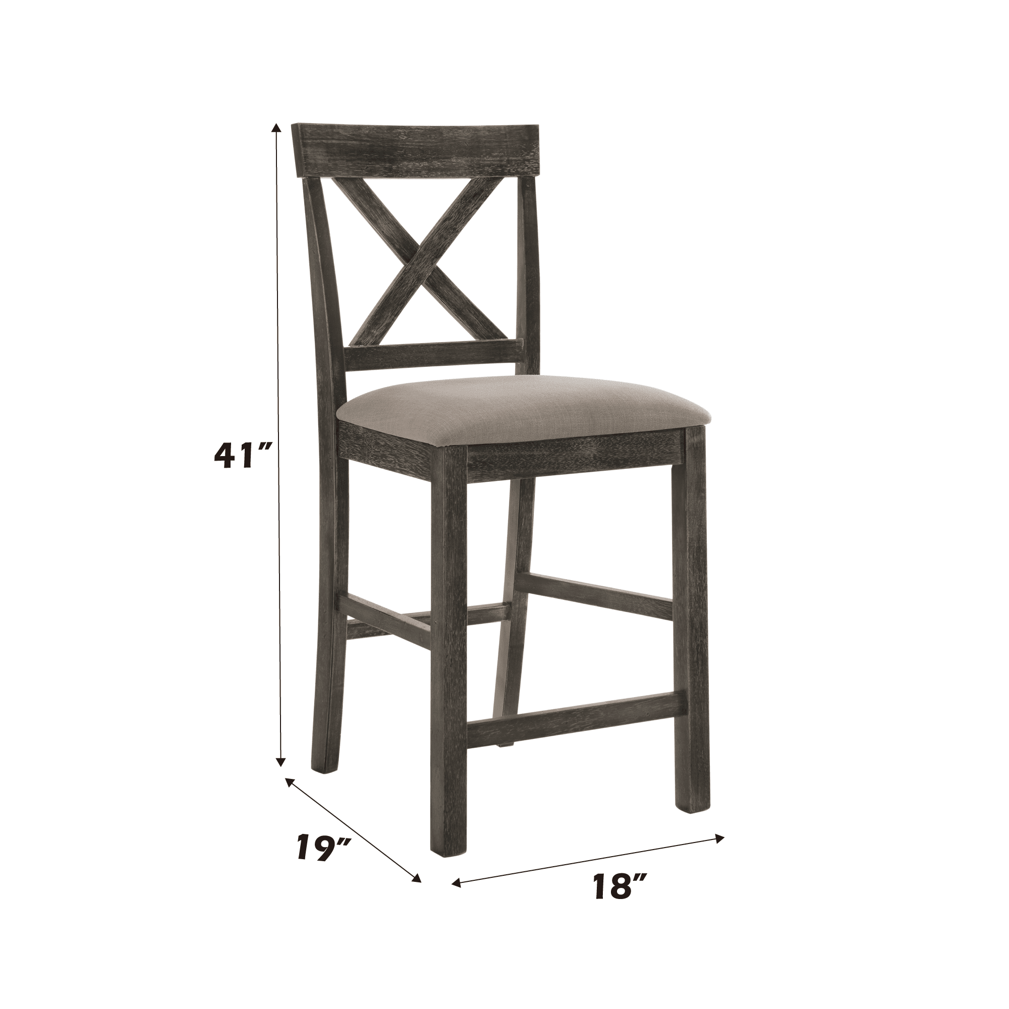 Martha II Tan Linen & Weathered Gray Counter Height Chair (Set of 2 ...