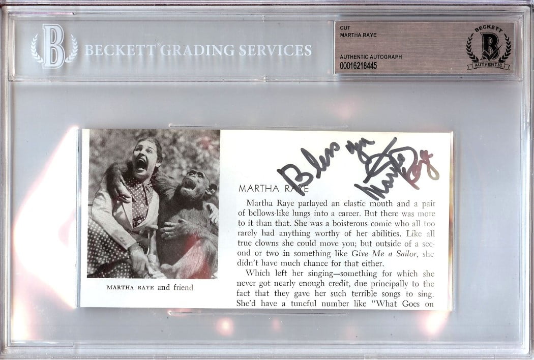 Martha Raye Signed Autograph Cut Signature The Big Mouth BAS Encased ...