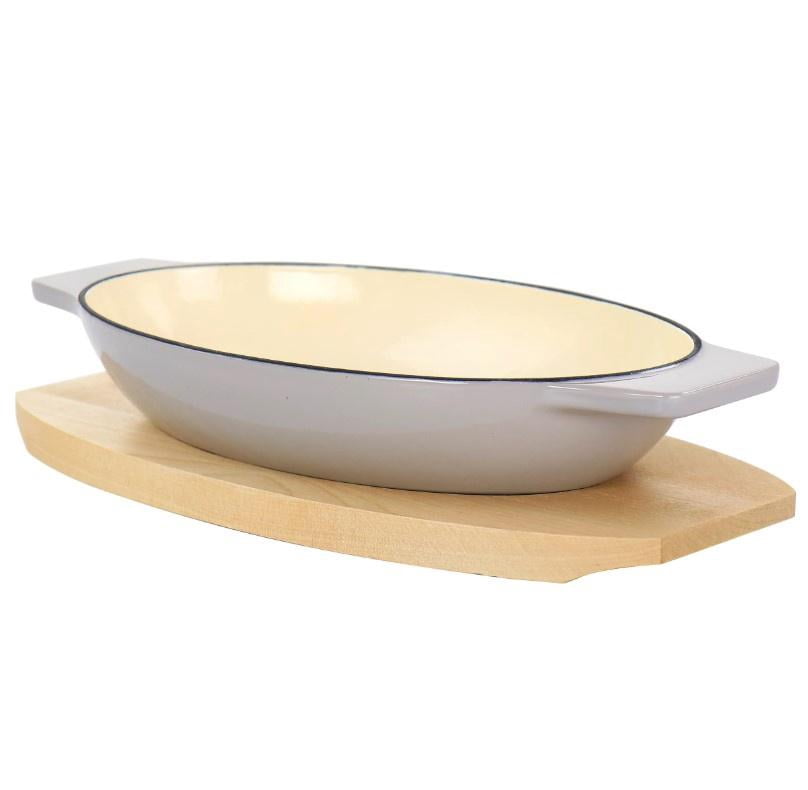 Martha Stewart 2 Piece Enameled Cast Iron Oval Casserole Birch Wood ...