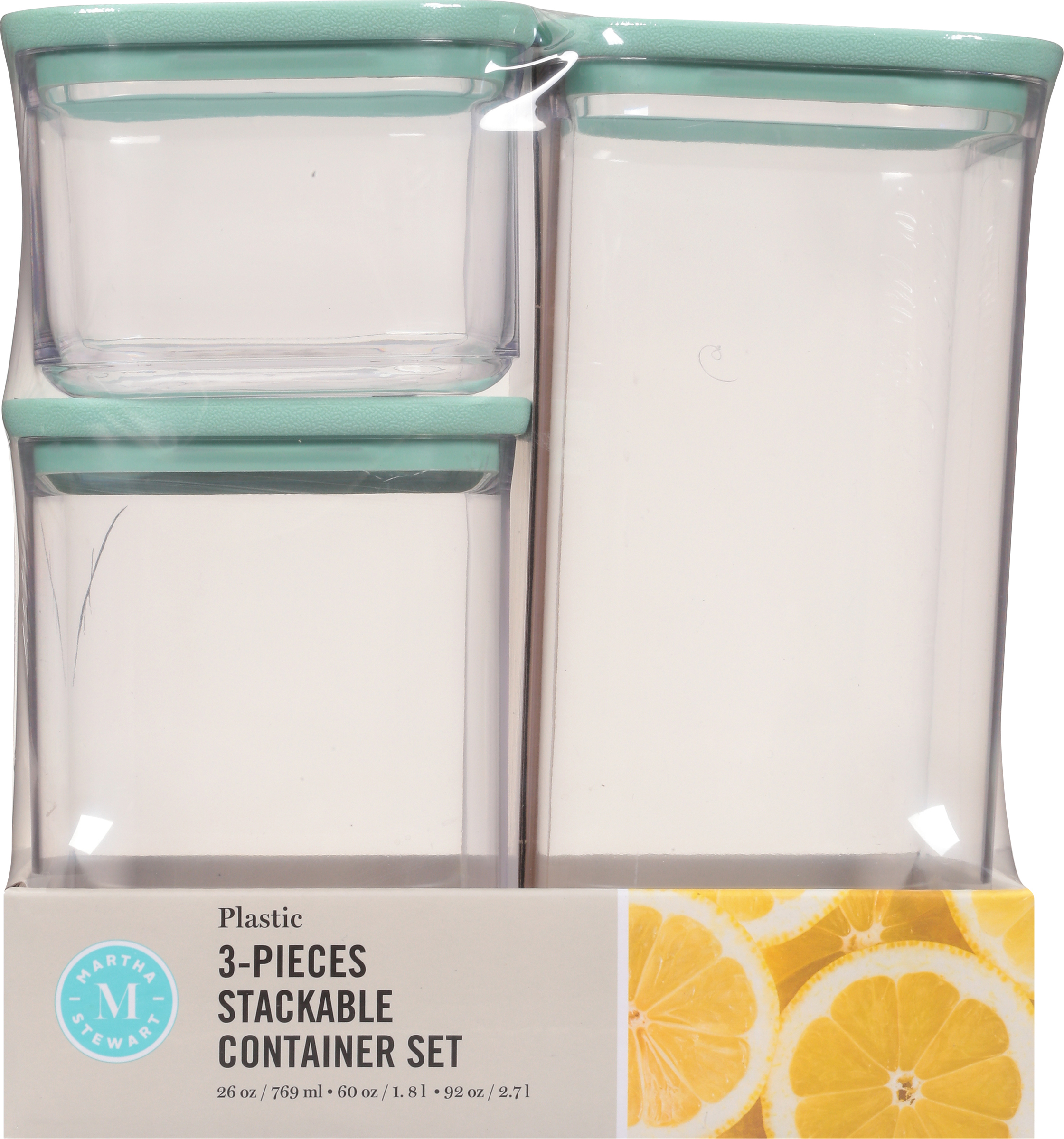 Martha Stewart 3-Piece Rectangular Plastic Stackable Container Set ...