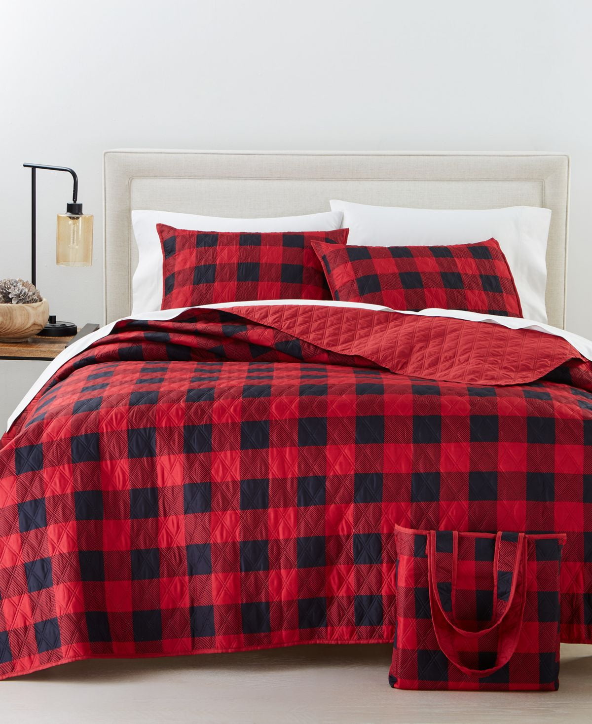 Martha Stewart Collection Buffalo Check 4-Piece Quilt Bag Set, Full ...