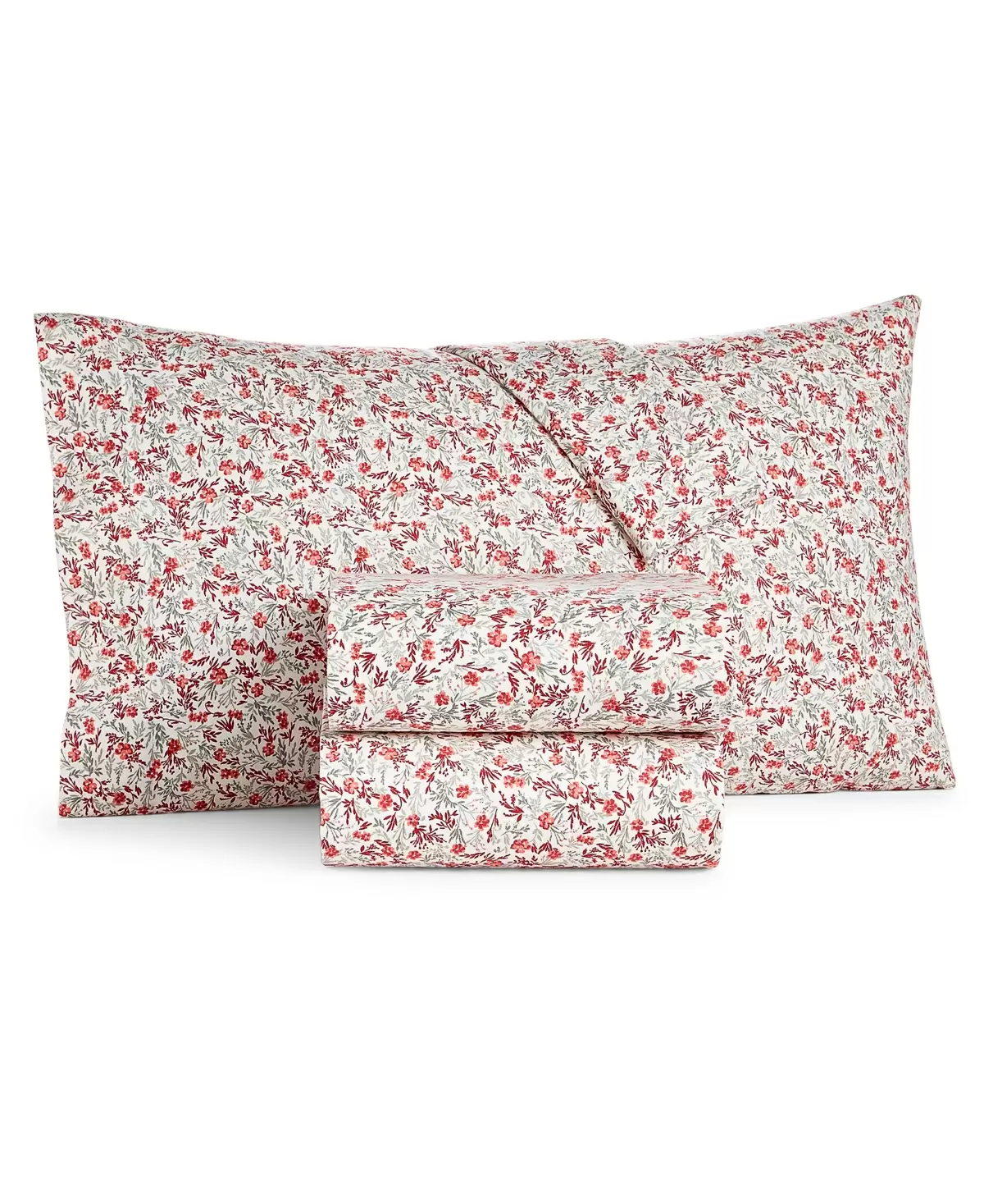 Martha Stewart Collection Printed Cotton Flannel 4 Pc King Sheet Set
