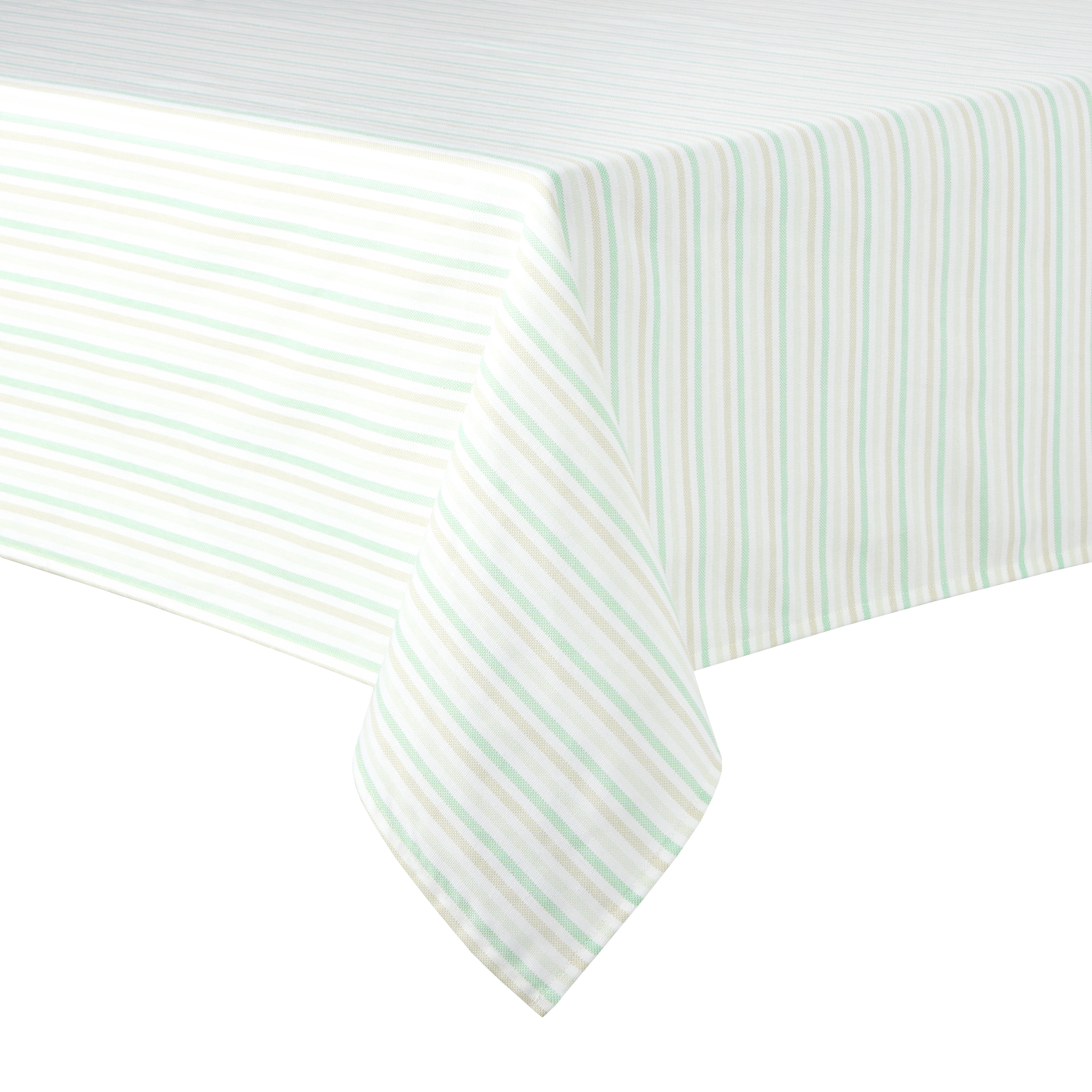 Martha Stewart Daisy Stripe Fabric Tablecloth Single Pack, Green, 60 ...
