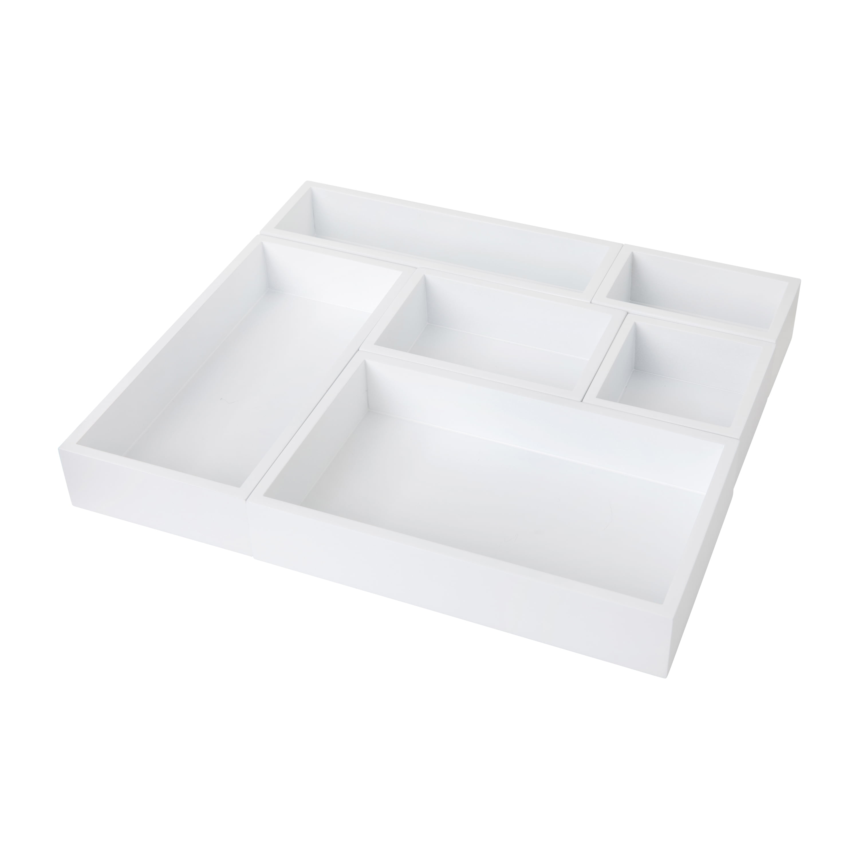 Martha Stewart Enzo 6 Piece Wooden Desk Drawer Organizer Set in White ...