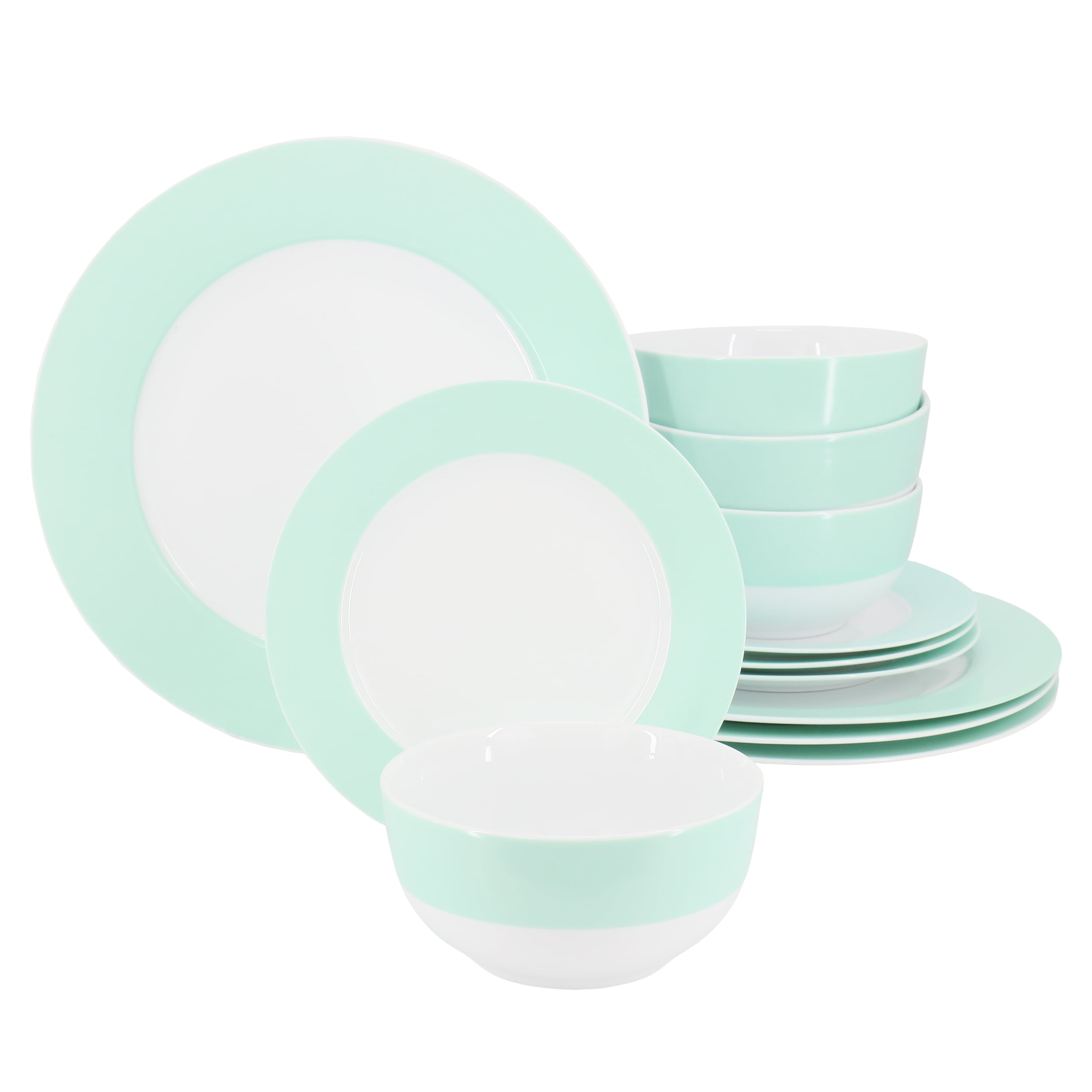 Martha Stewart Everyday 12 Piece Banded Fine Ceramic Dinnerware Set in ...