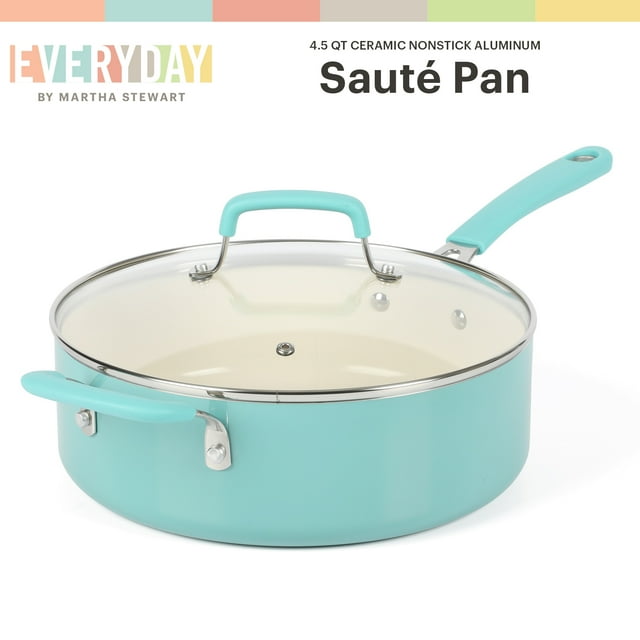 Martha Stewart Everyday Charlemont Teal 4.5-Quart Enamel Aluminum Saute ...