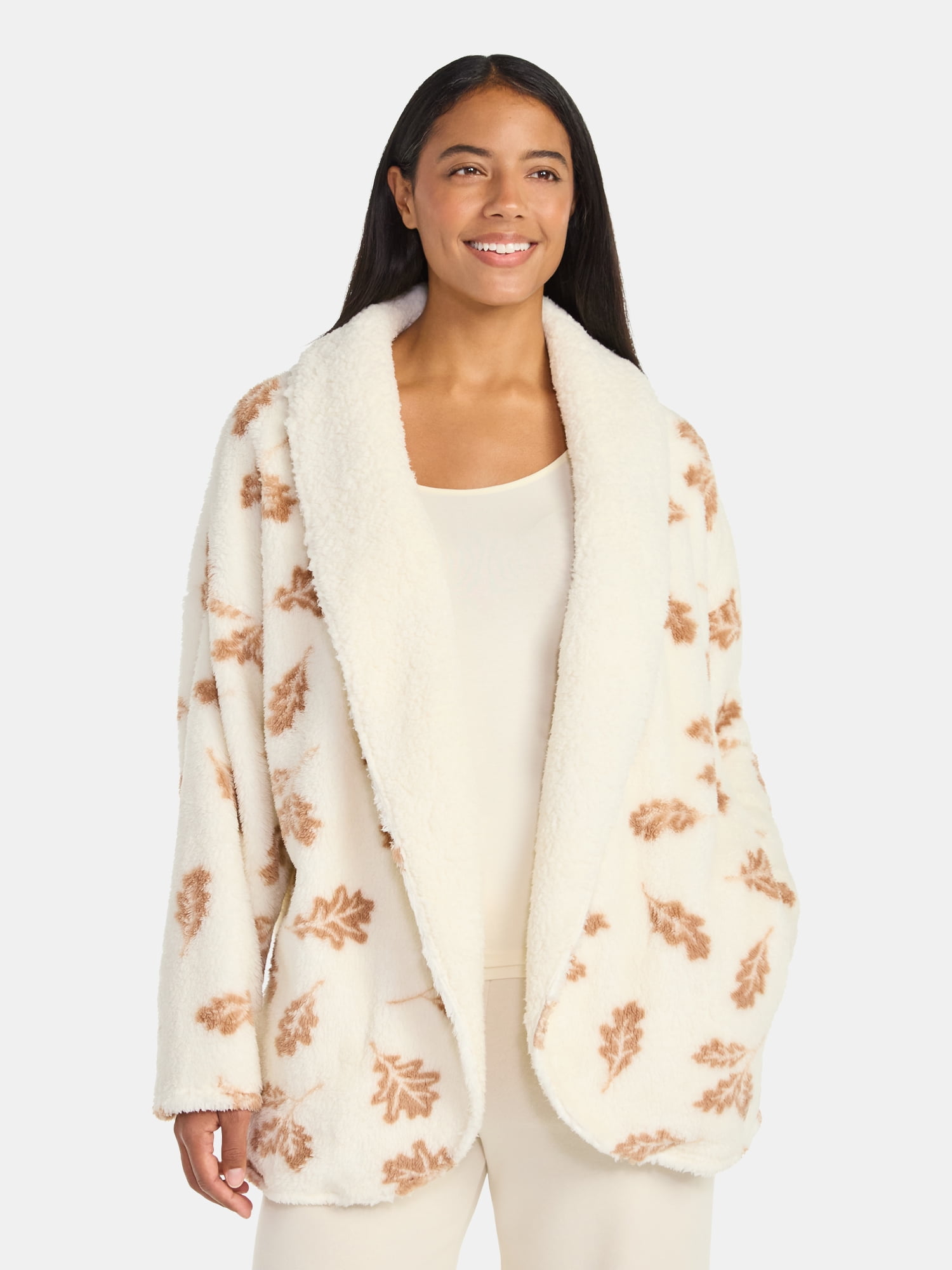 Martha Stewart Everyday Women's Plush Fleece Sleep Cardigan, Sizes S ...