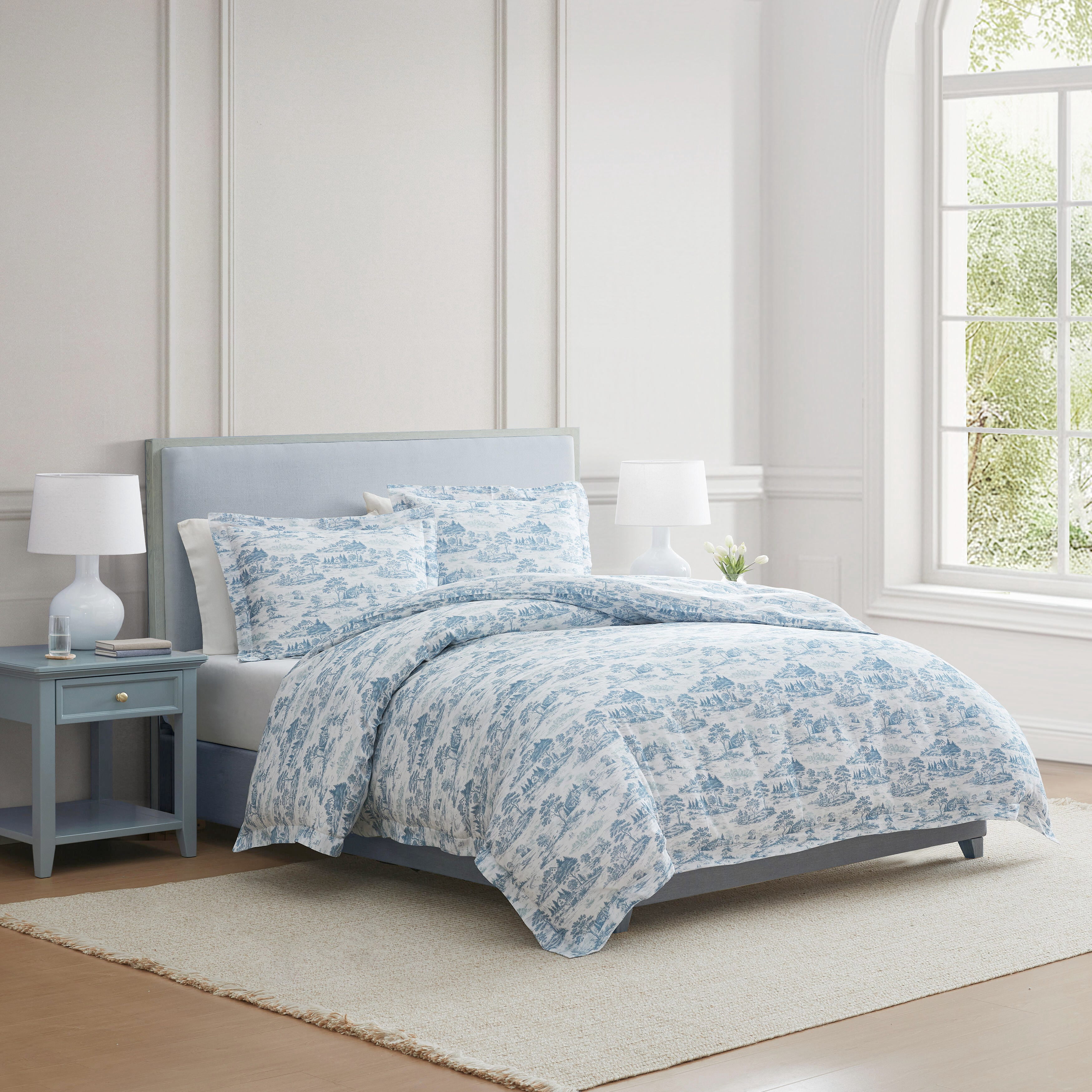 Martha Stewart Farmhouse Toile White Full/Queen Comforter Set, Cozy ...