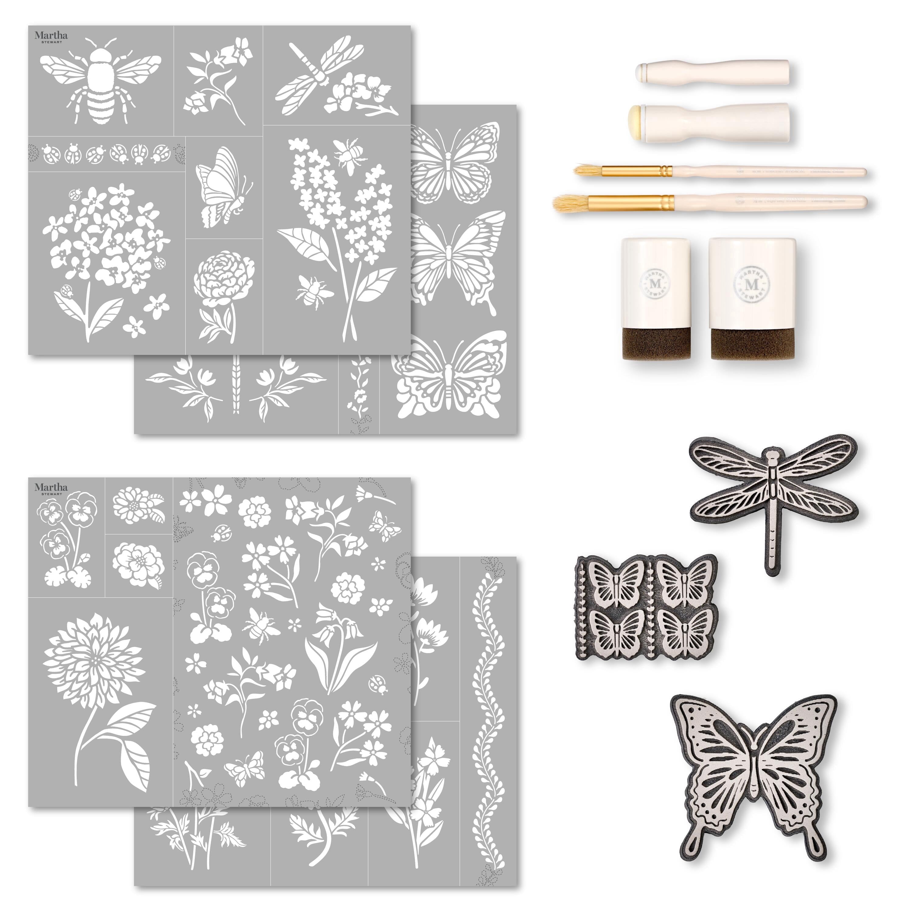 Martha Stewart Flora and Fauna Art Stencils and Stamps Set, Set of 13 ...