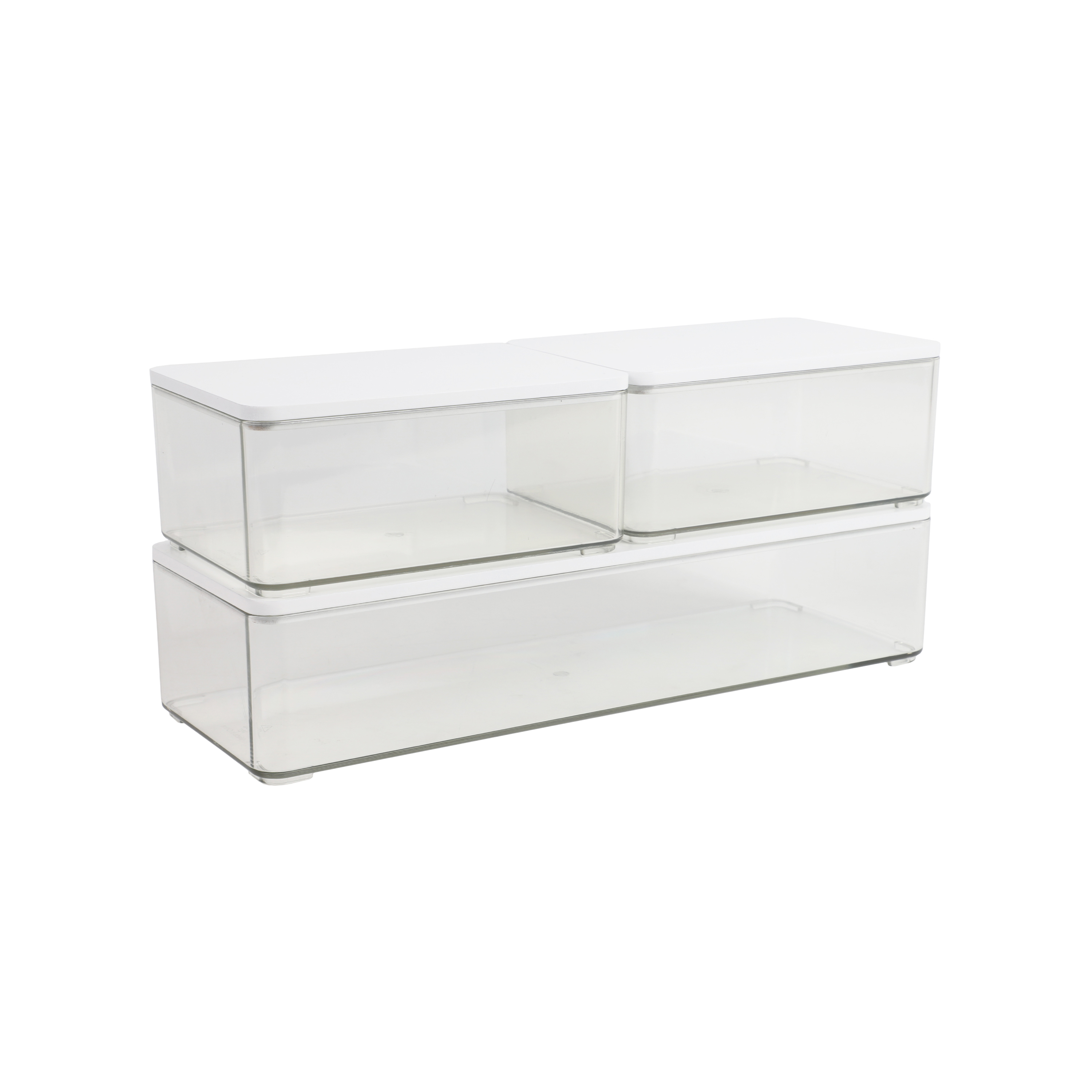 Martha Stewart Grady Set of 3 Clear Plastic Stackable Storage Boxes ...