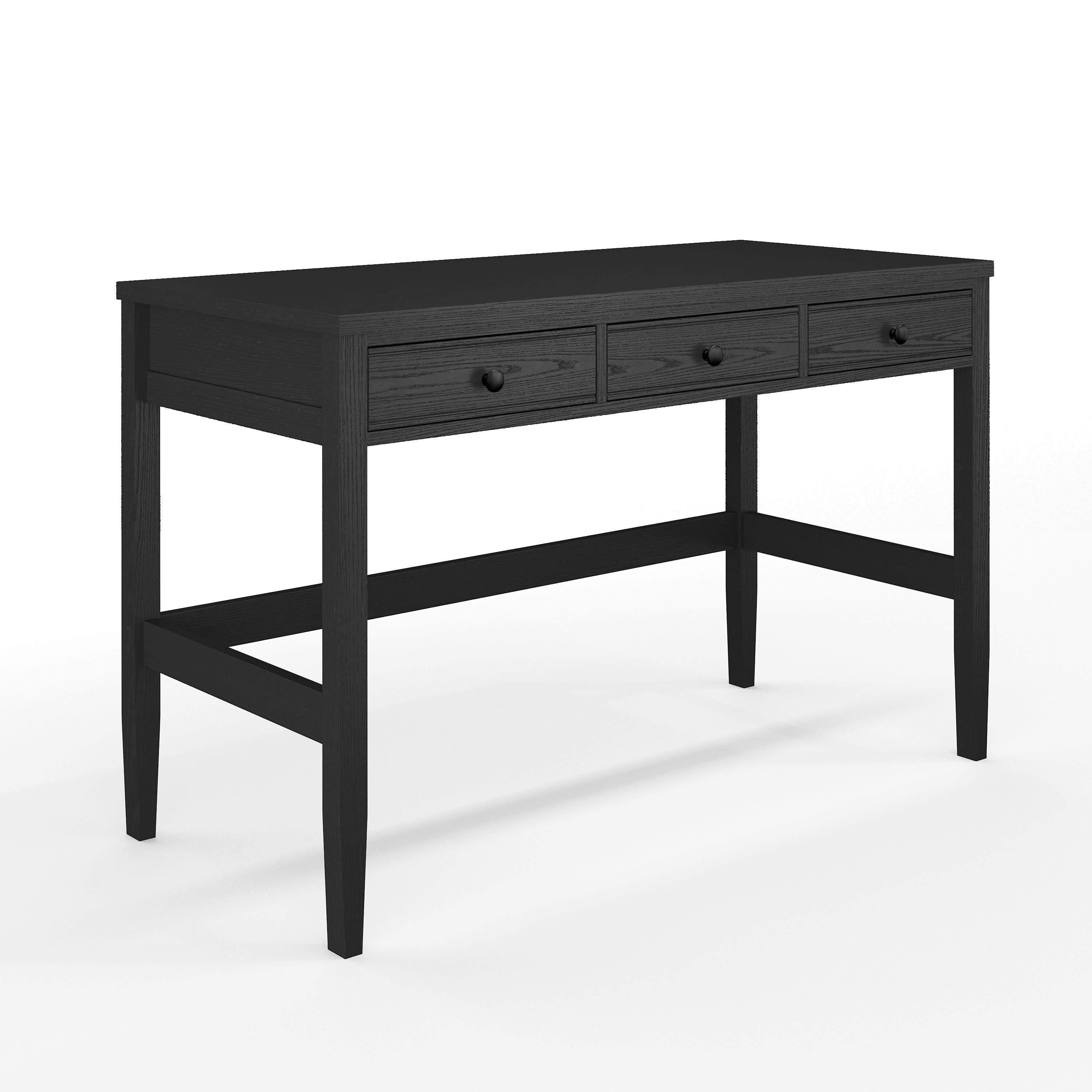Martha Stewart Home Office 3 Drawer Desk with Tapered Legs in Black ...