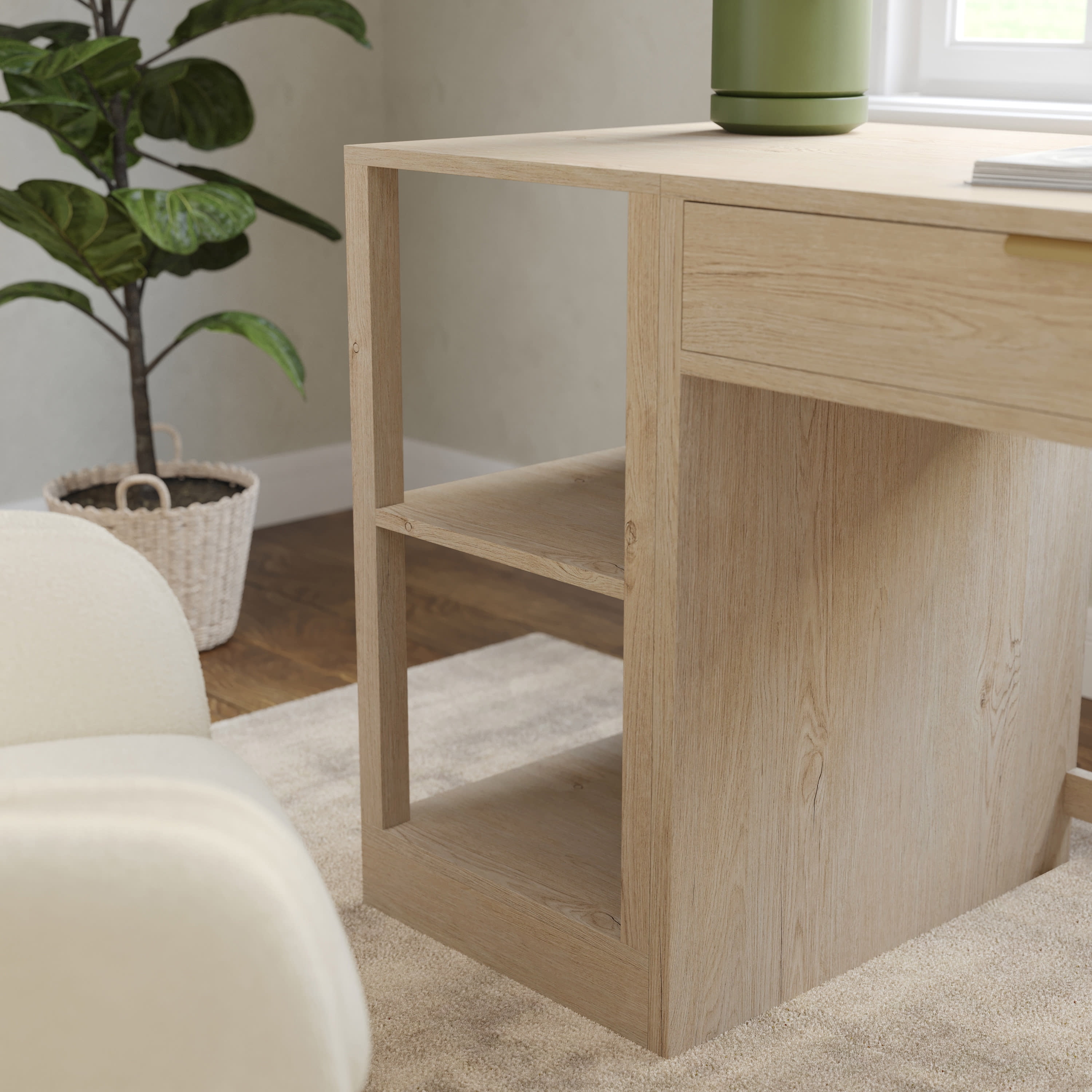 Martha Stewart Home Office Modular 2 Tier Bookshelf in Light Natural ...
