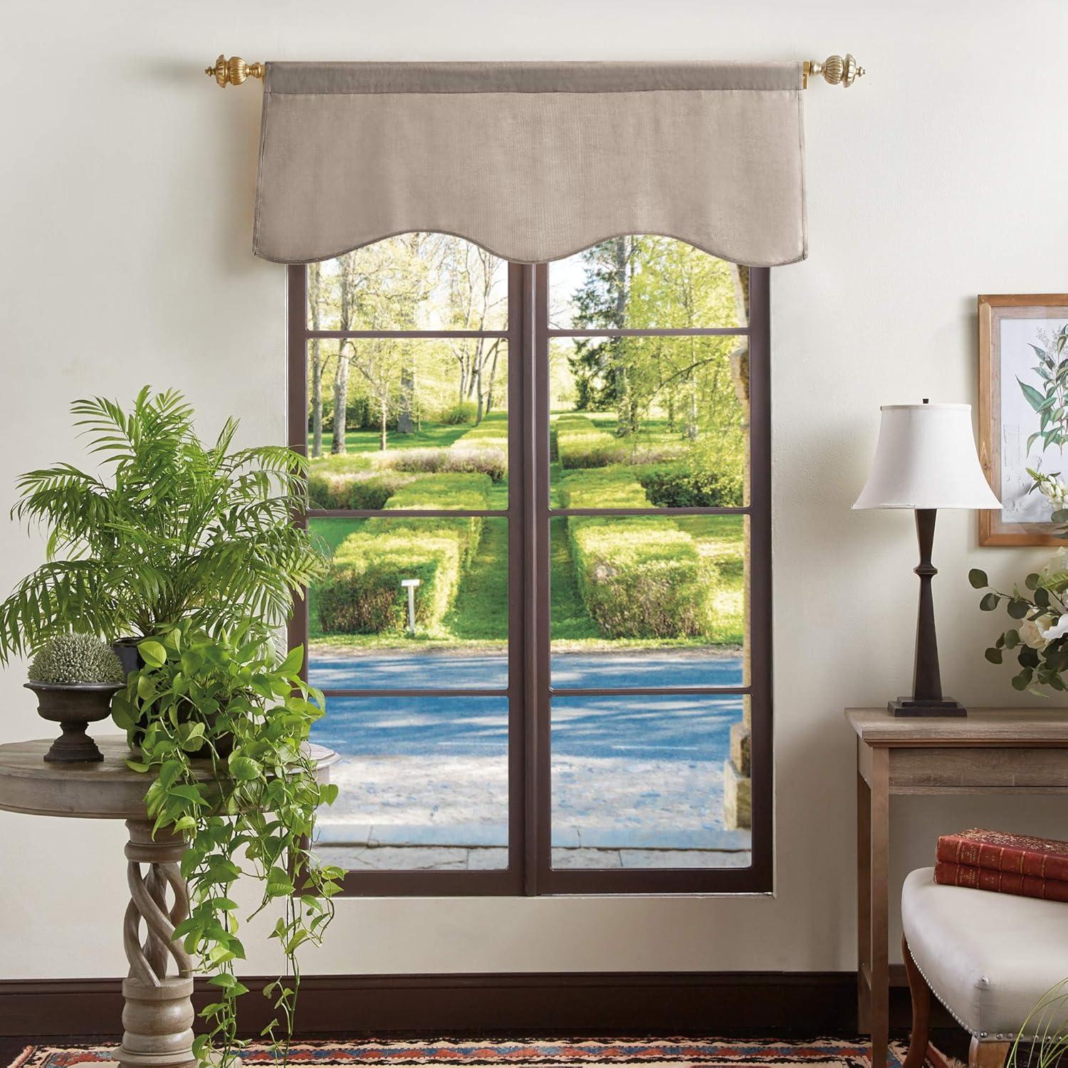 Martha Stewart Lucca Velvet Lined Scallop Window Curtain 50" W x 18" L ...
