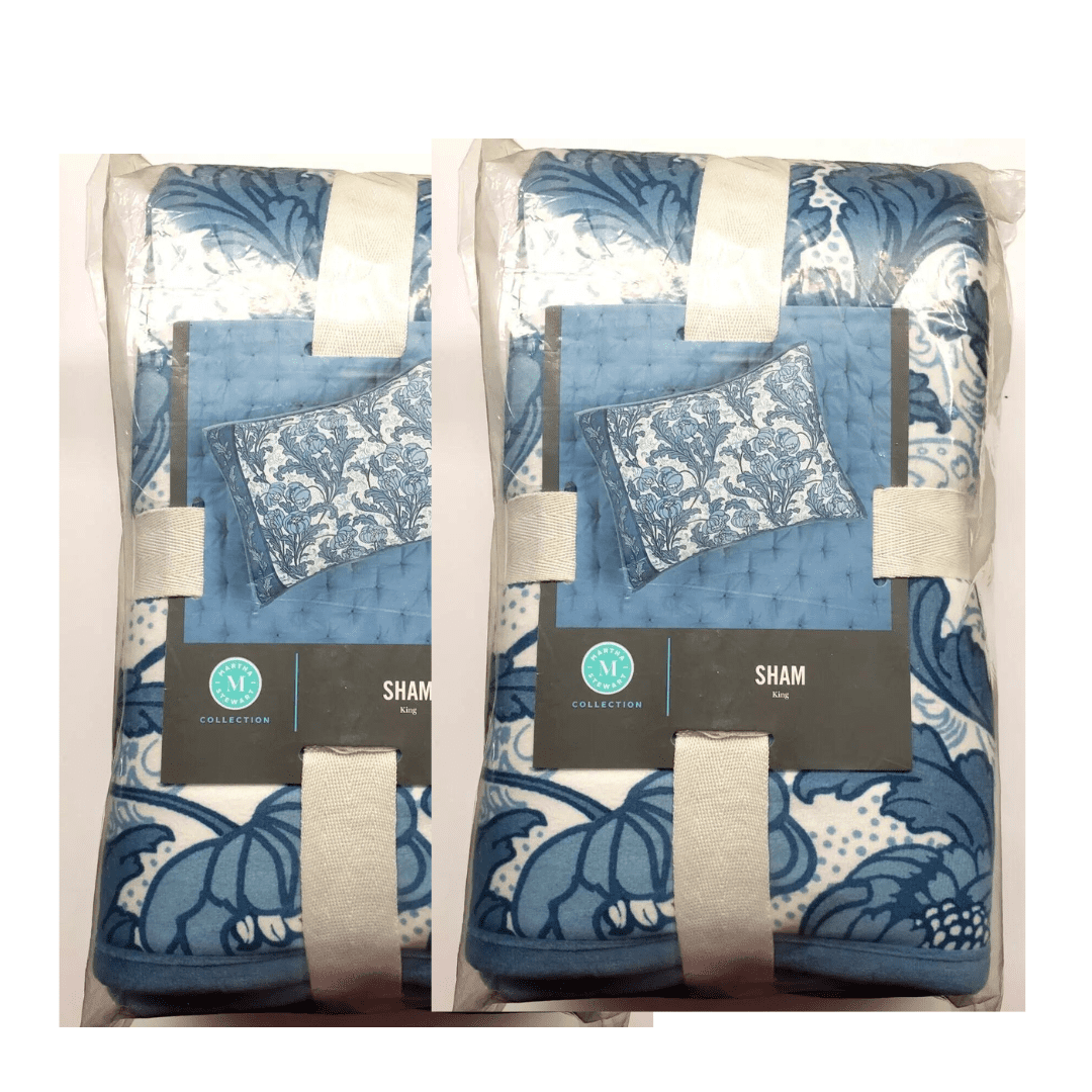 Martha Stewart Macys Nouveau Floral Blue Velvet King Pillow Shams Set ...
