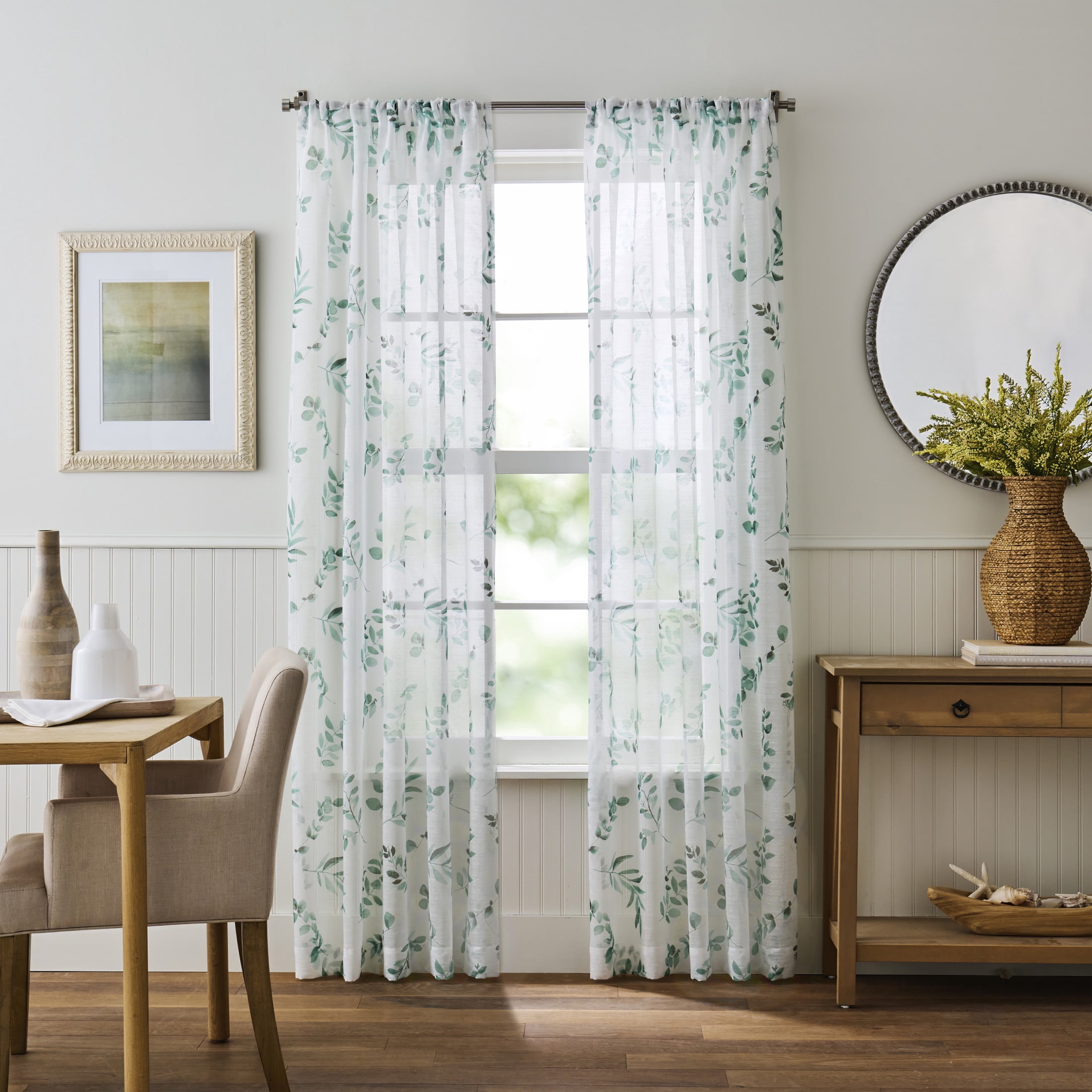 Martha Stewart Maddison Curtain Panel Pair, Green, Pole Top, Sheer ...