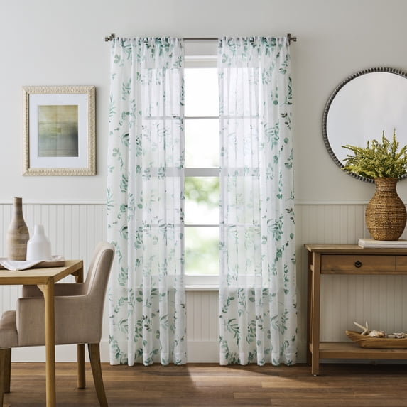 Martha Stewart Maddison Curtain Panel Pair, Green, Pole Top, Sheer ...