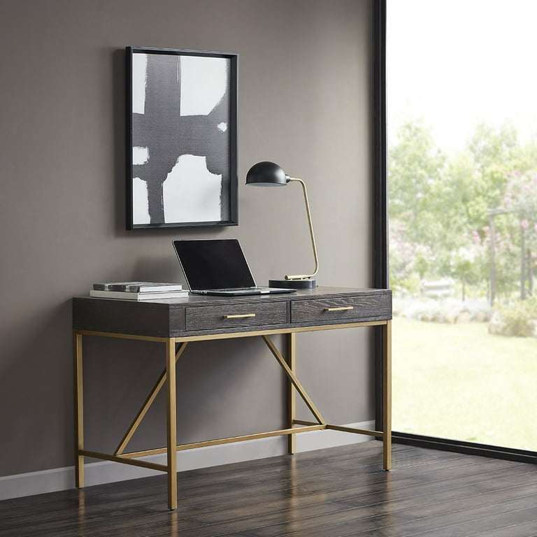 Martha Stewart Sharkey 48 Solid Wood and Metal Desk in Morocco Gold