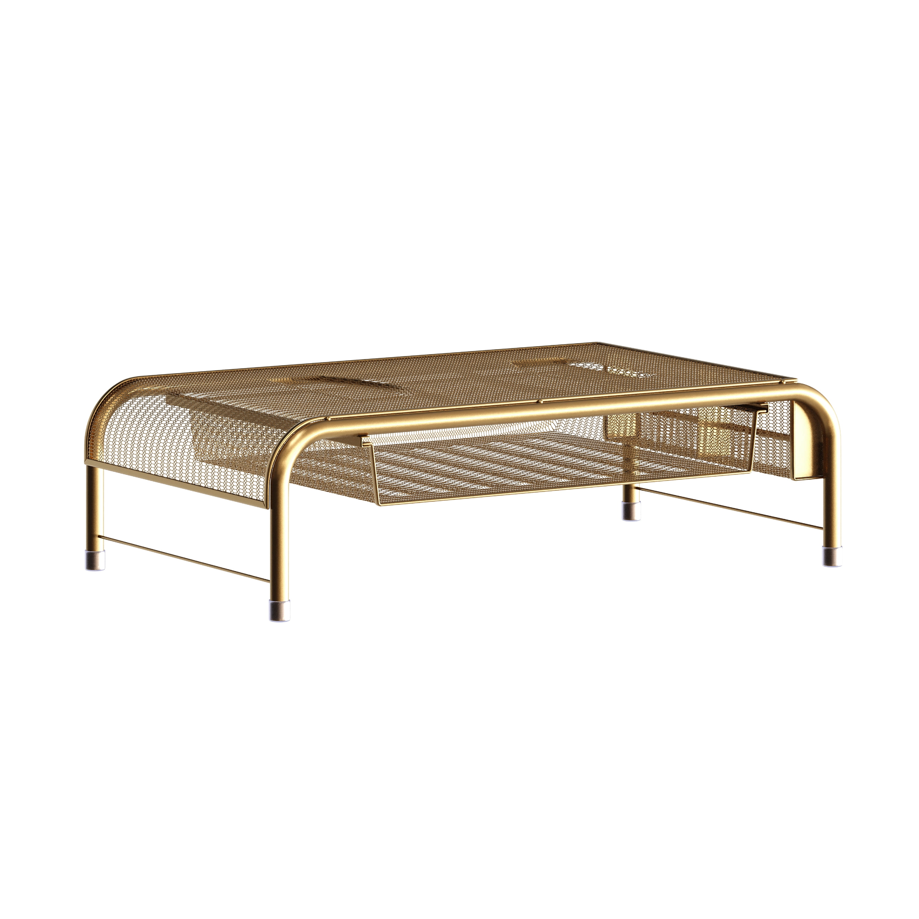 Martha Stewart Ryder Gold Mesh Metal Desktop Monitor Stand Riser with ...